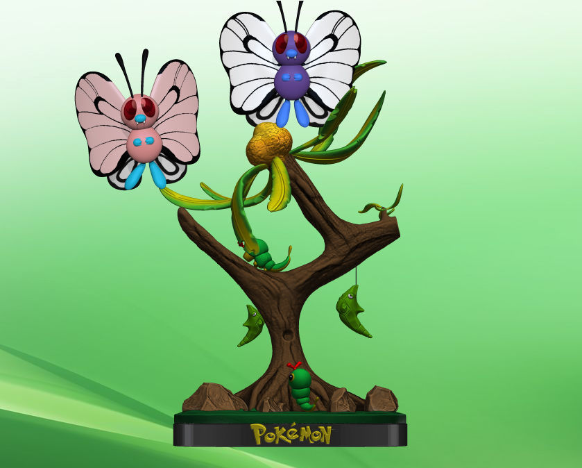 DIORAMA BUTTERFREE EVOLUTION 3D model 3D printable | CGTrader