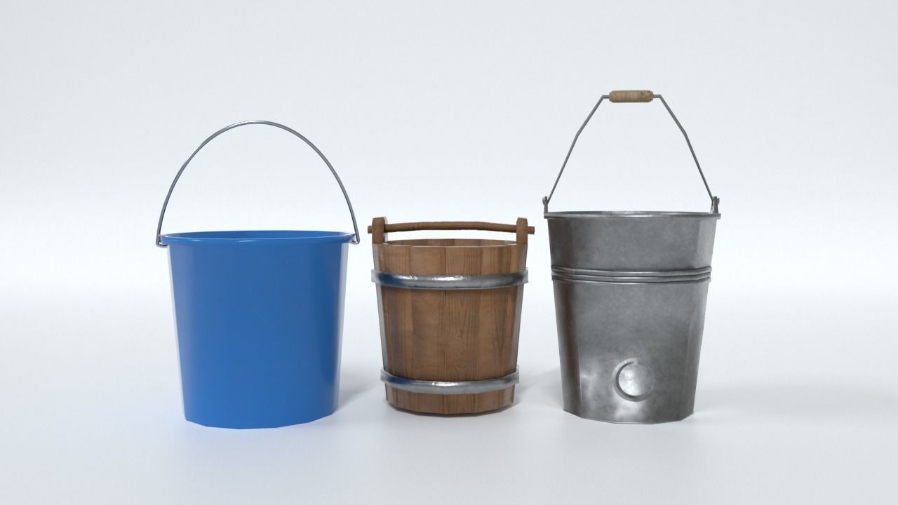 3D model Bucket Set buckets VR / AR / low-poly | CGTrader