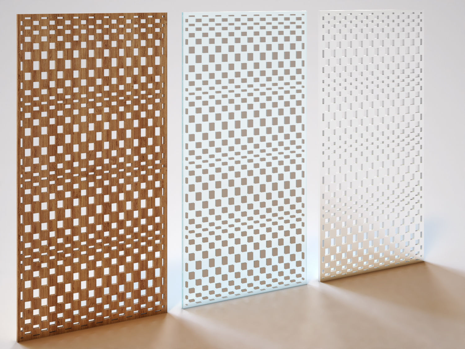 Partition three wooden panels 3D model | CGTrader