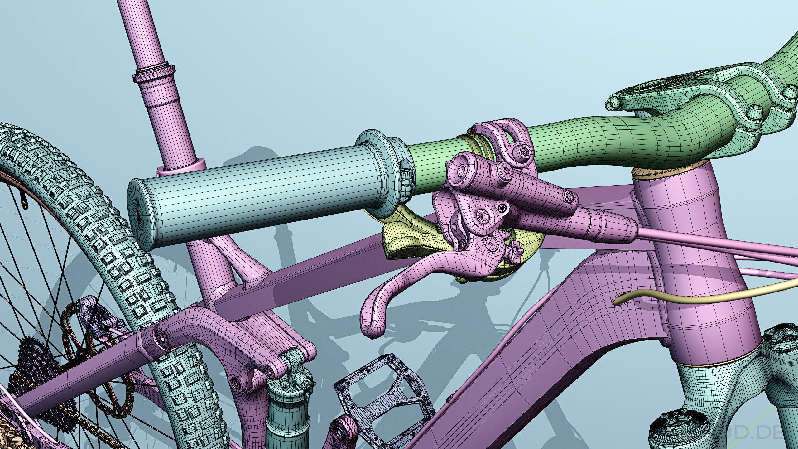 Full Suspension Mountainbike Fully MTB 3D model rigged | CGTrader