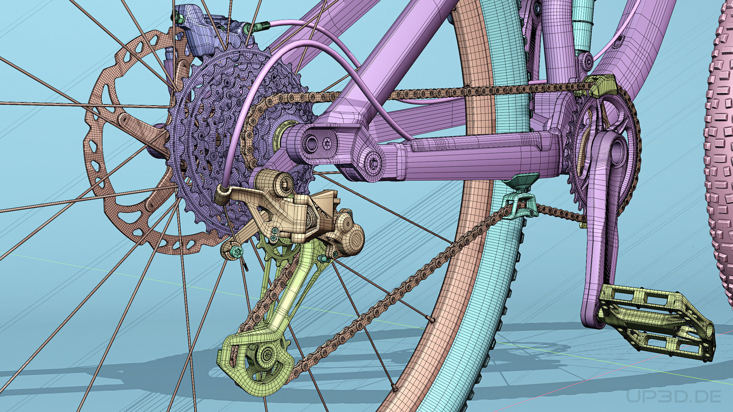 Full Suspension Mountainbike Fully MTB 3D model rigged | CGTrader