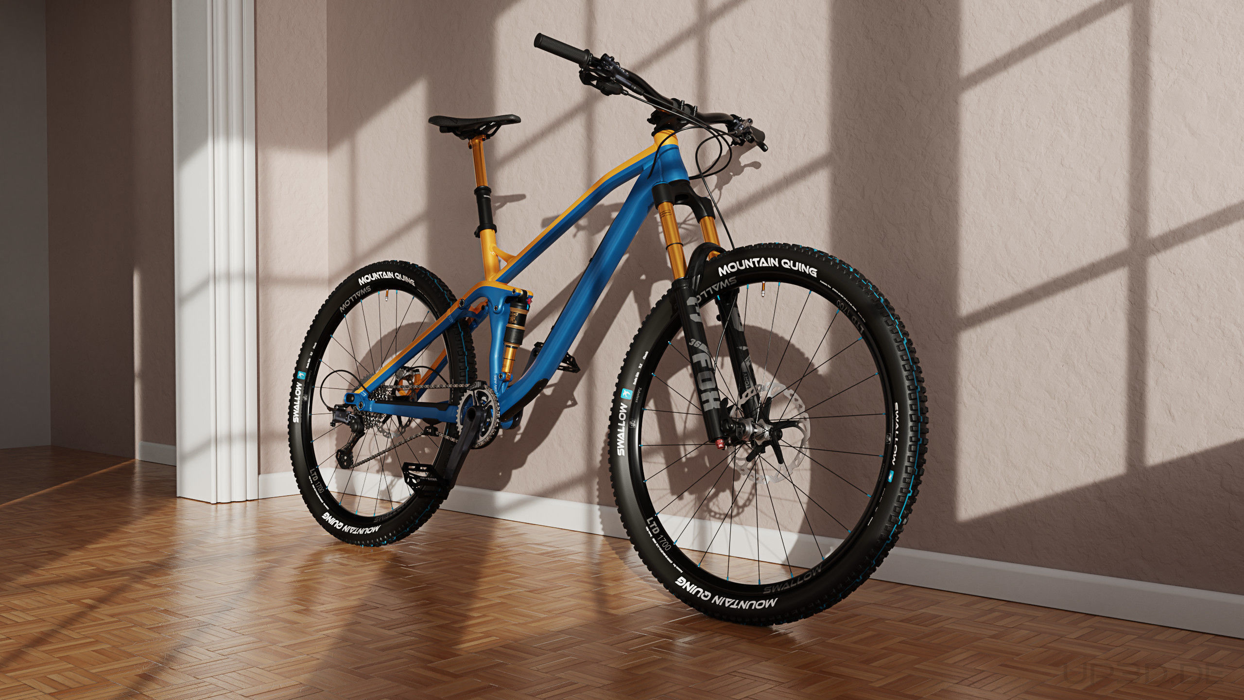 Full Suspension Mountainbike Fully MTB 3D model rigged | CGTrader