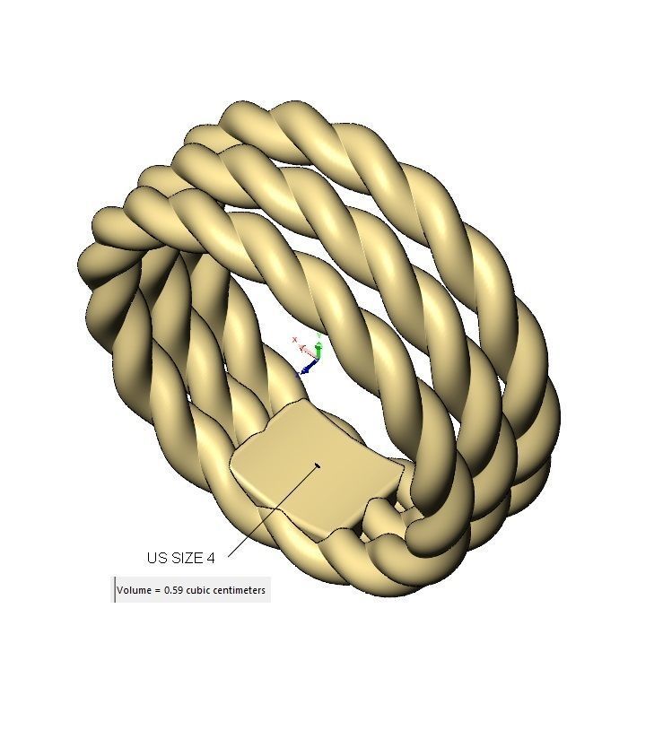 Triple tilted twisted wire band US sizes 4to11 3D model 3D printable ...