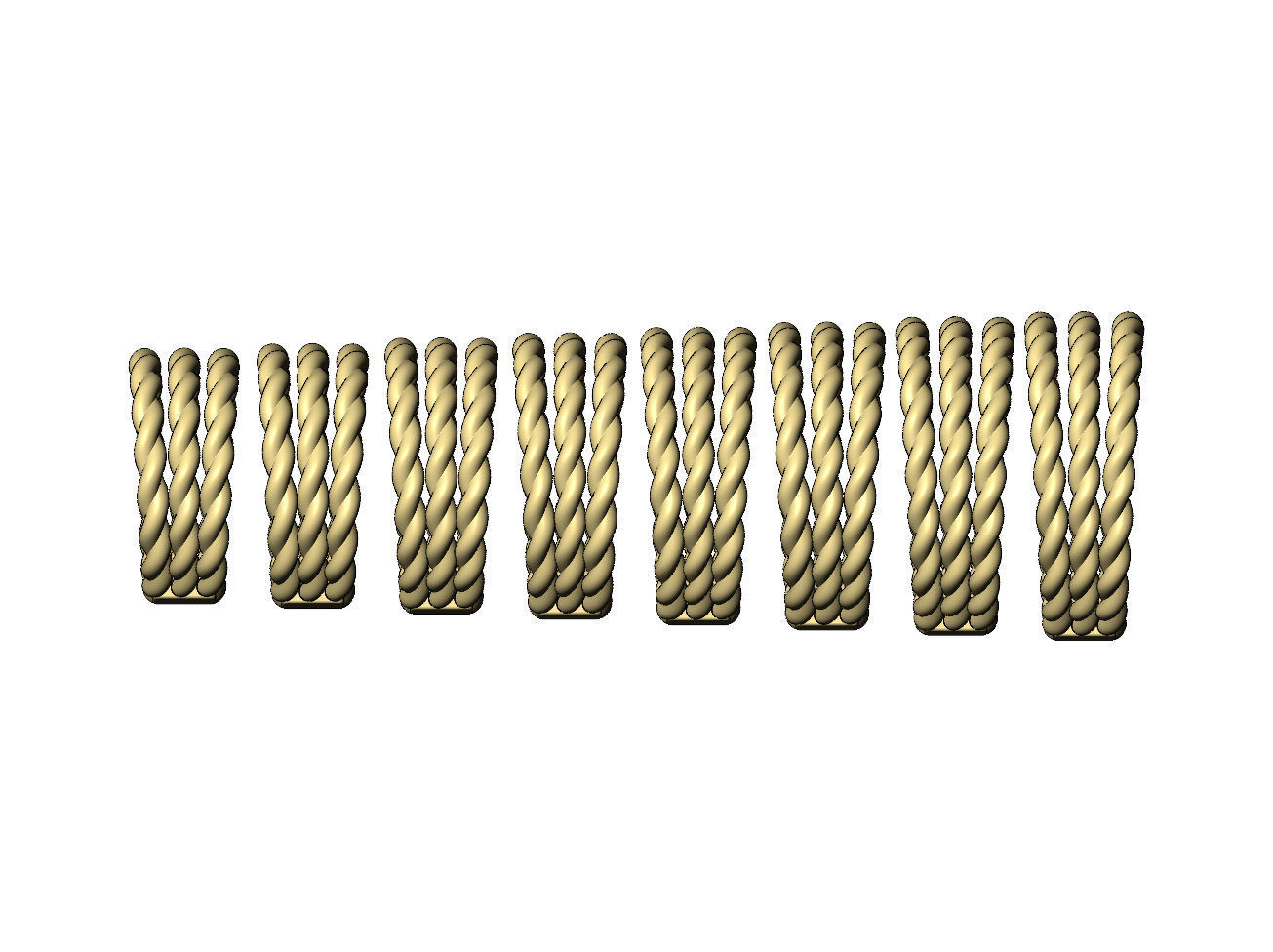 Triple tilted twisted wire band US sizes 4to11 3D model 3D printable ...