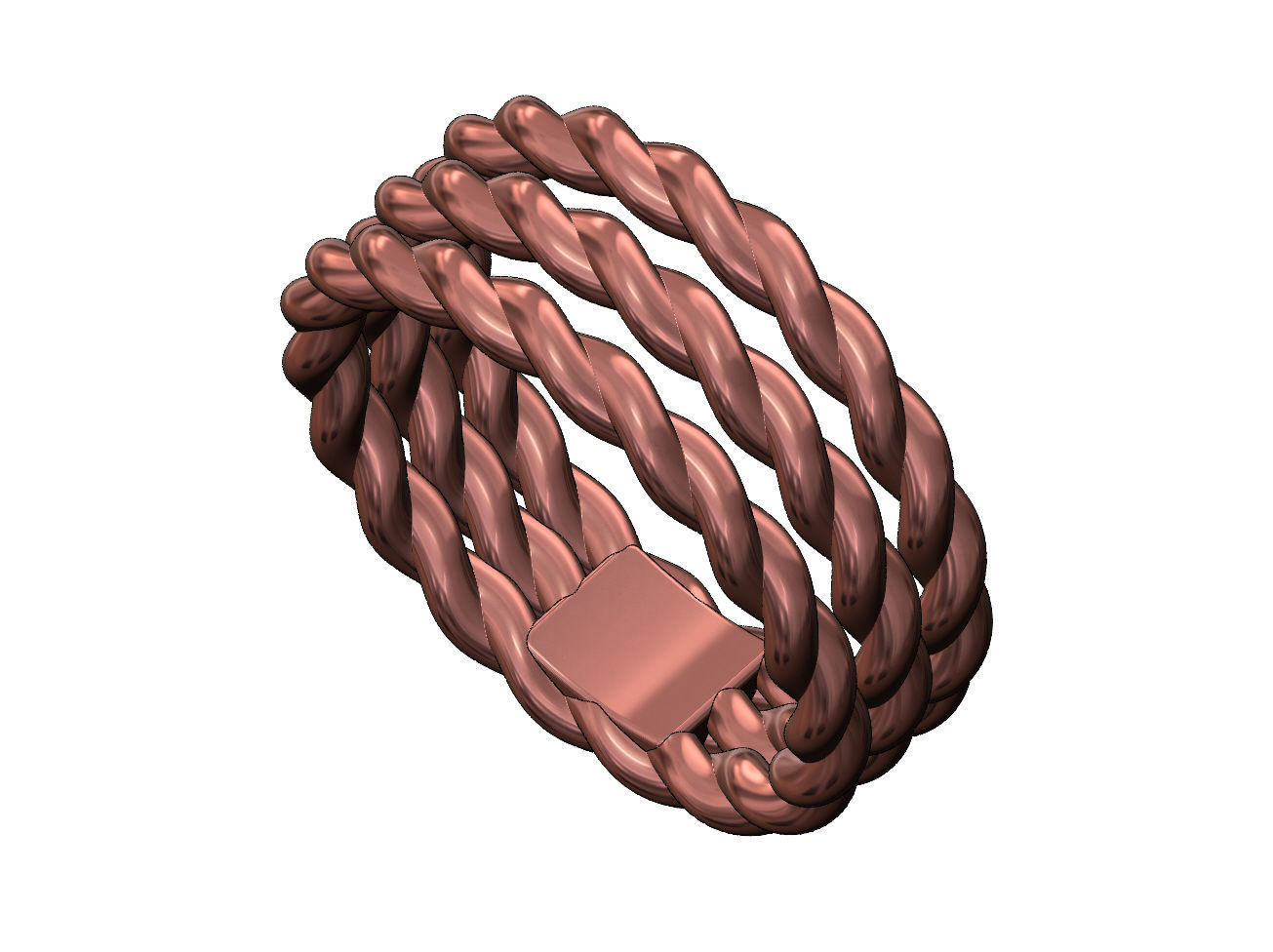 Triple tilted twisted wire band US sizes 4to11 3D model 3D printable ...