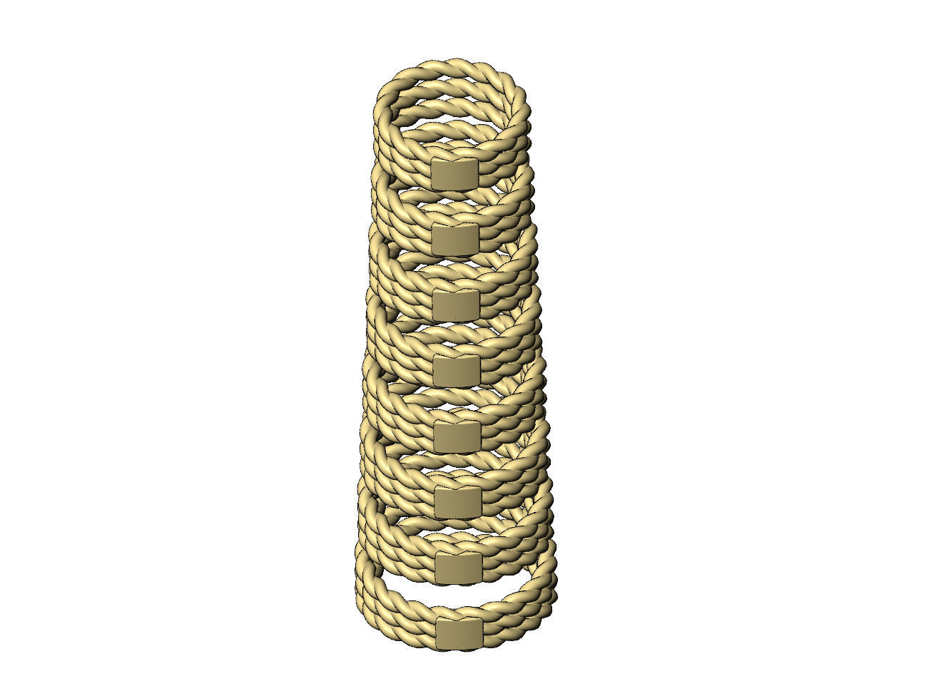 Triple tilted twisted wire band US sizes 4to11 3D model 3D printable ...
