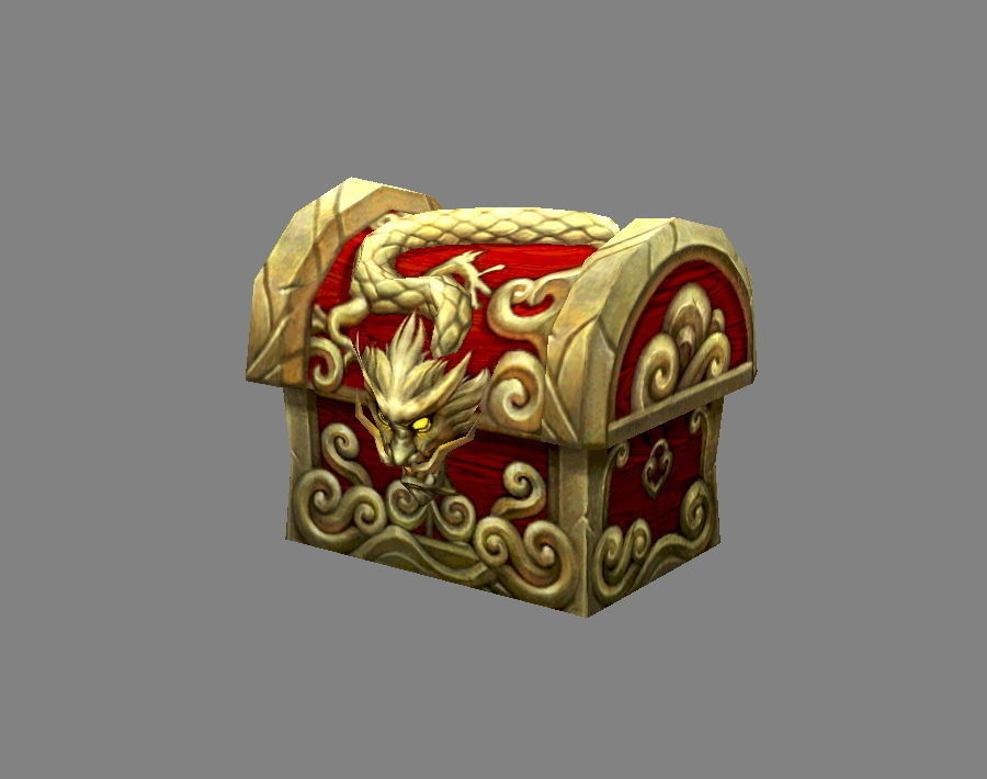 3D model Chinese Dragon Treasure Box B - treasure chest VR / AR / low ...