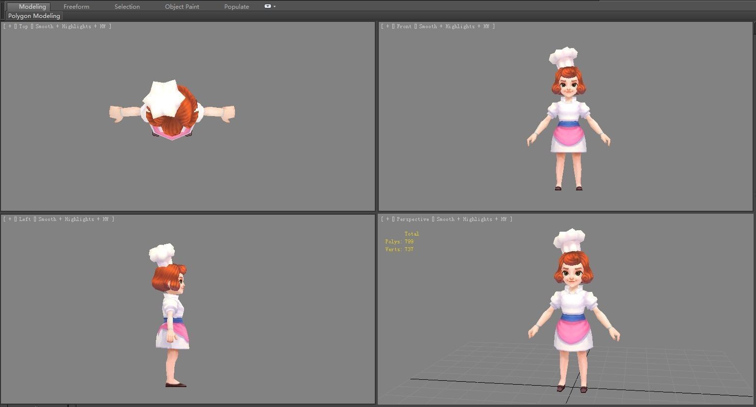 3D model Cartoon female chef VR / AR / low-poly | CGTrader