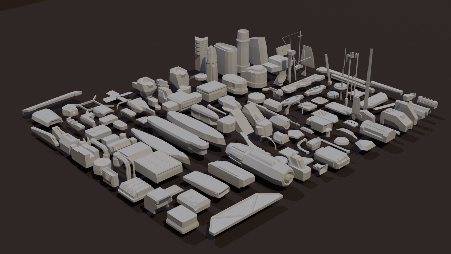 3D model 130 Meshes Low Poly Kit-Bash Set VR / AR / low-poly | CGTrader