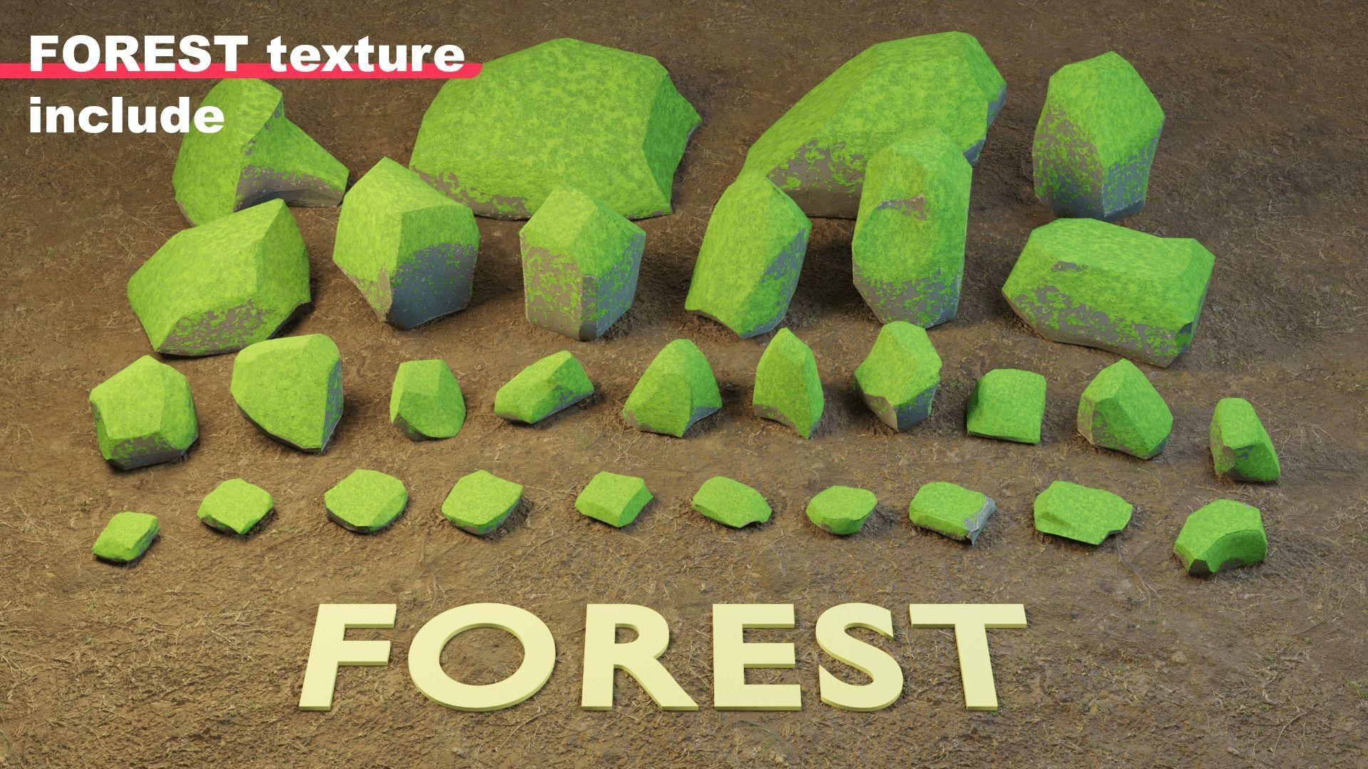 3D model 120 stylized rock asset pack - VR - AR - Low-Poly - Game ready ...