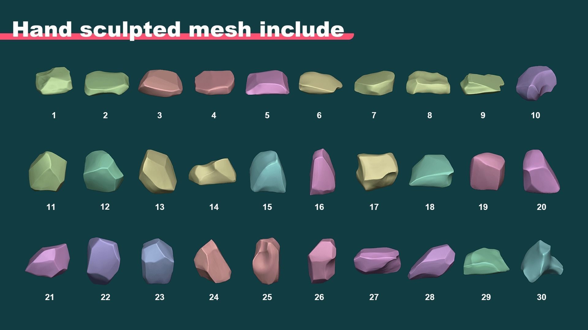 3D model 120 stylized rock asset pack - VR - AR - Low-Poly - Game ready ...