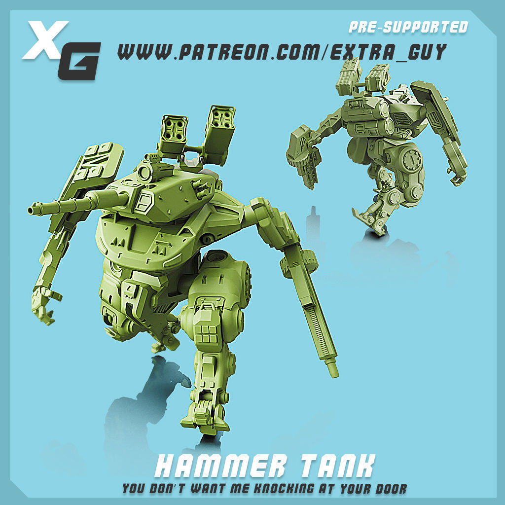 HAMMER TANK 75mm Presupported For 3D Printing 3D model 3D printable ...