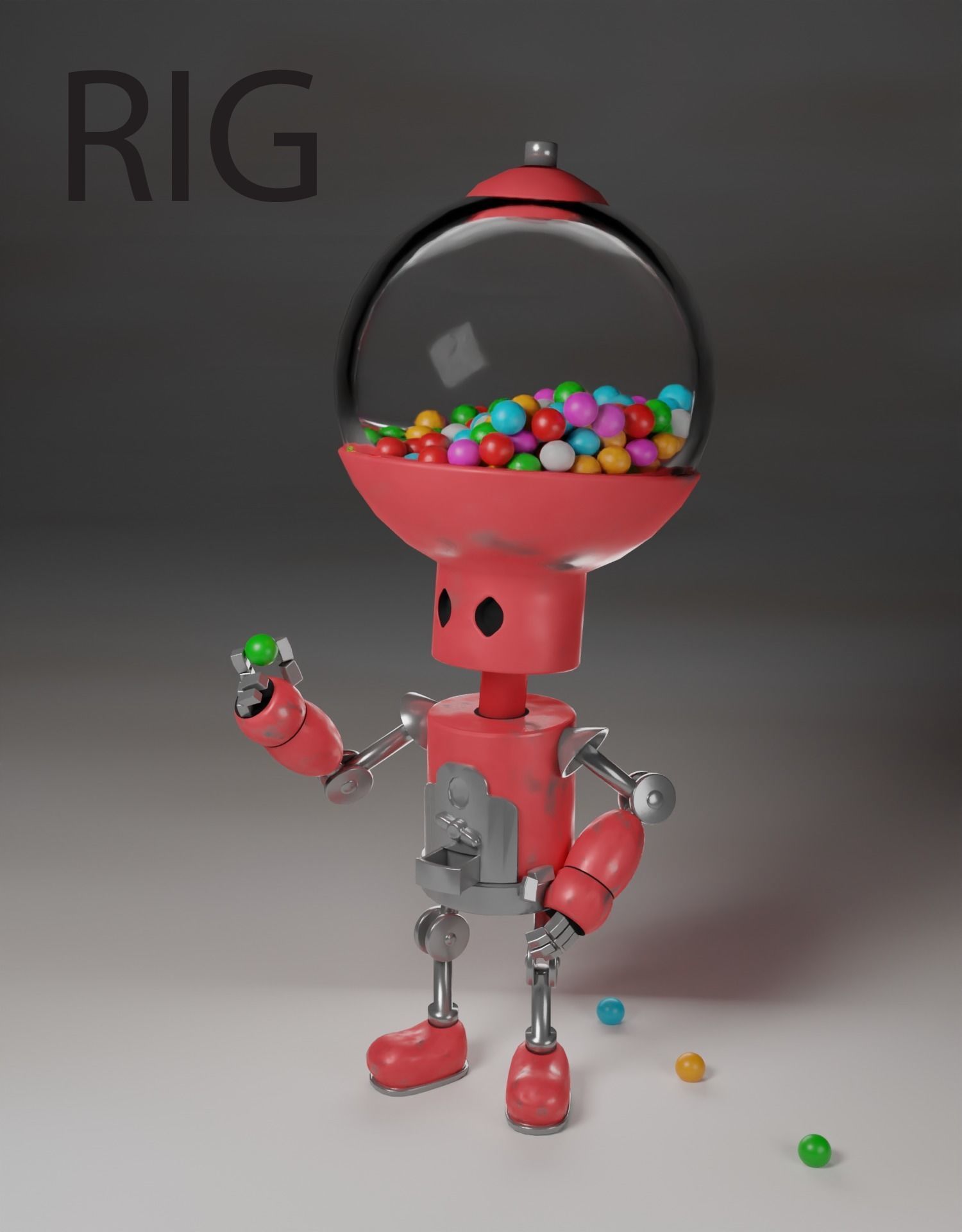 Rigged robot with gum 3D model rigged | CGTrader