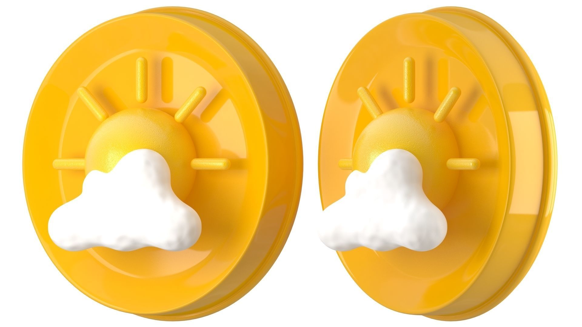 Weather Symbols Sun With Clouds 3D model | CGTrader