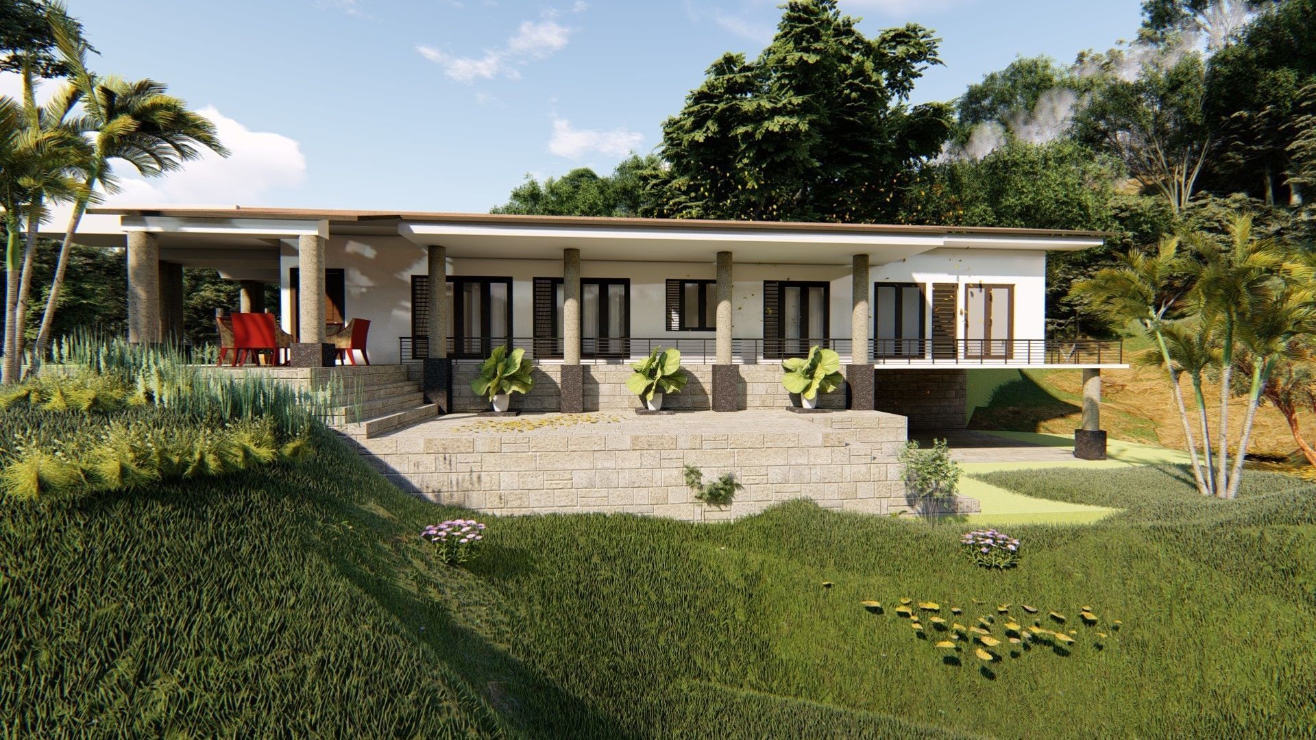 Single story house model 3D model rigged | CGTrader