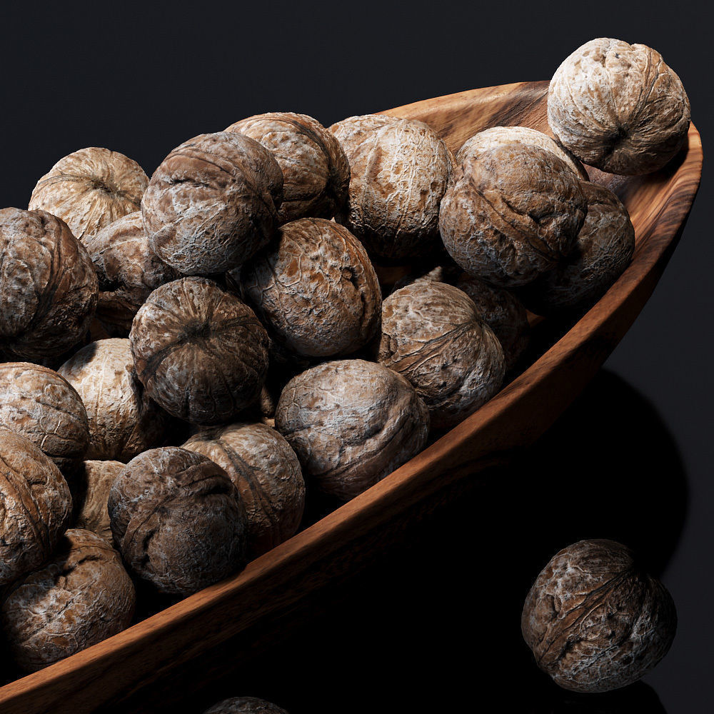 3D model Walnut v2 in a wooden nut bowl VR / AR / low-poly | CGTrader