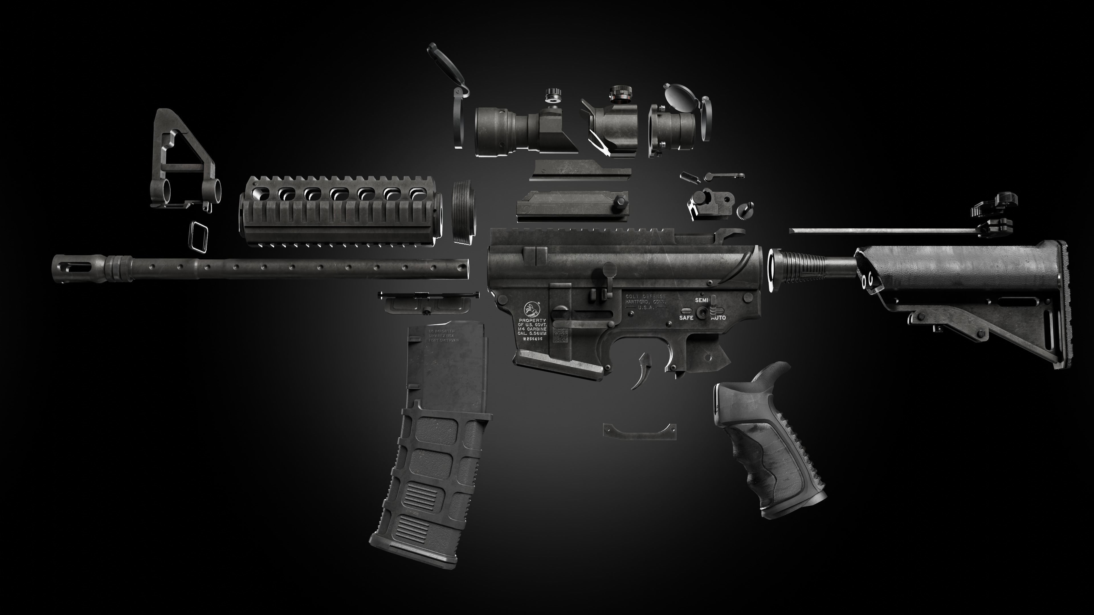 3D model M4 assault rifle VR / AR / low-poly | CGTrader