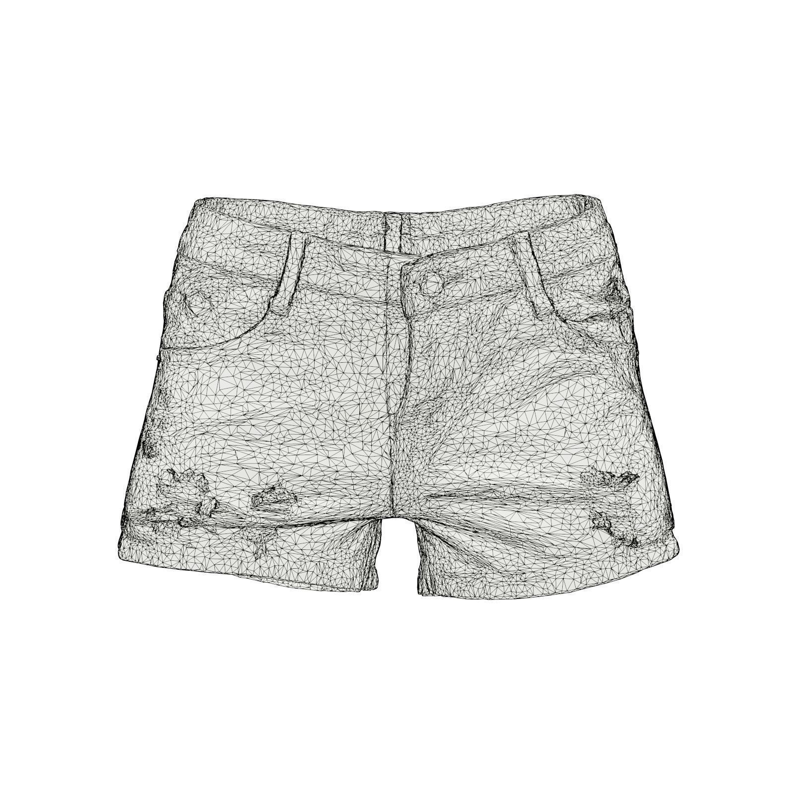 Ripped Mini Jeans Shorts 3D model | CGTrader