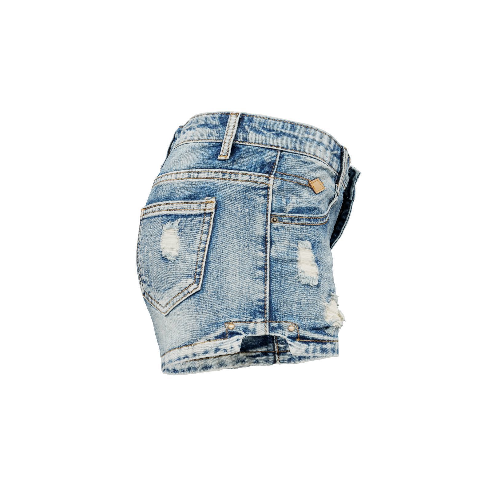 Ripped Mini Jeans Shorts 3D model | CGTrader