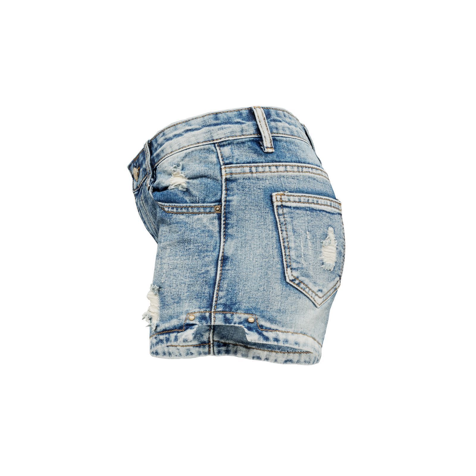 Ripped Mini Jeans Shorts 3D model | CGTrader