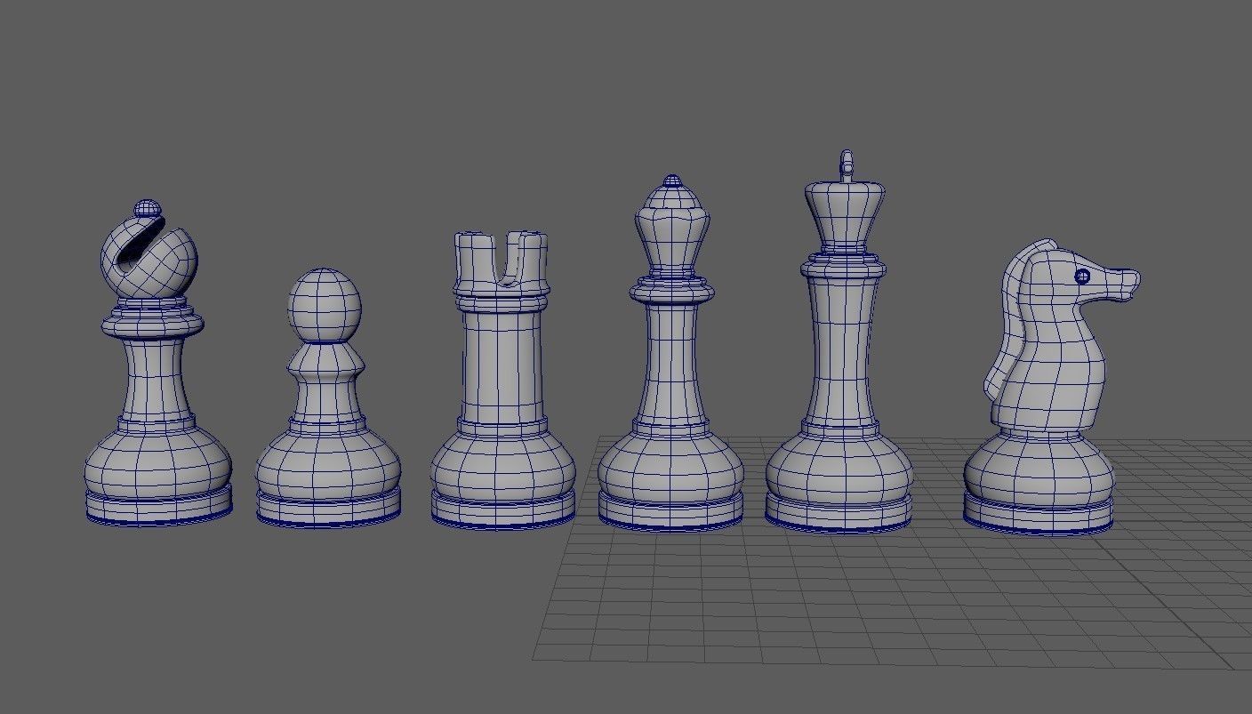 3D model Chess pieces low poly PBR VR / AR / low-poly | CGTrader