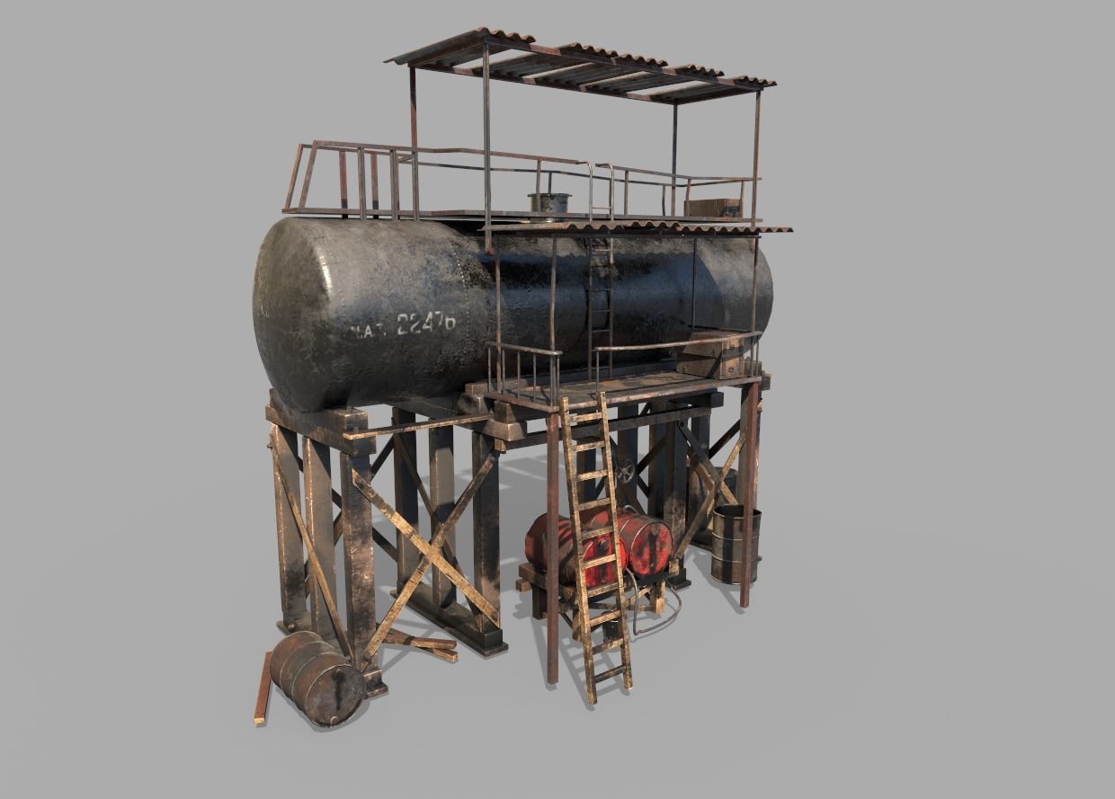 Post-Apocalyptic Oil Station 3D model | CGTrader