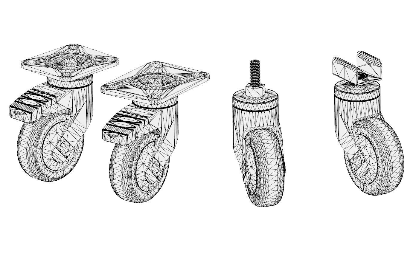 Swivel Caster Wheel Set 3D model | CGTrader