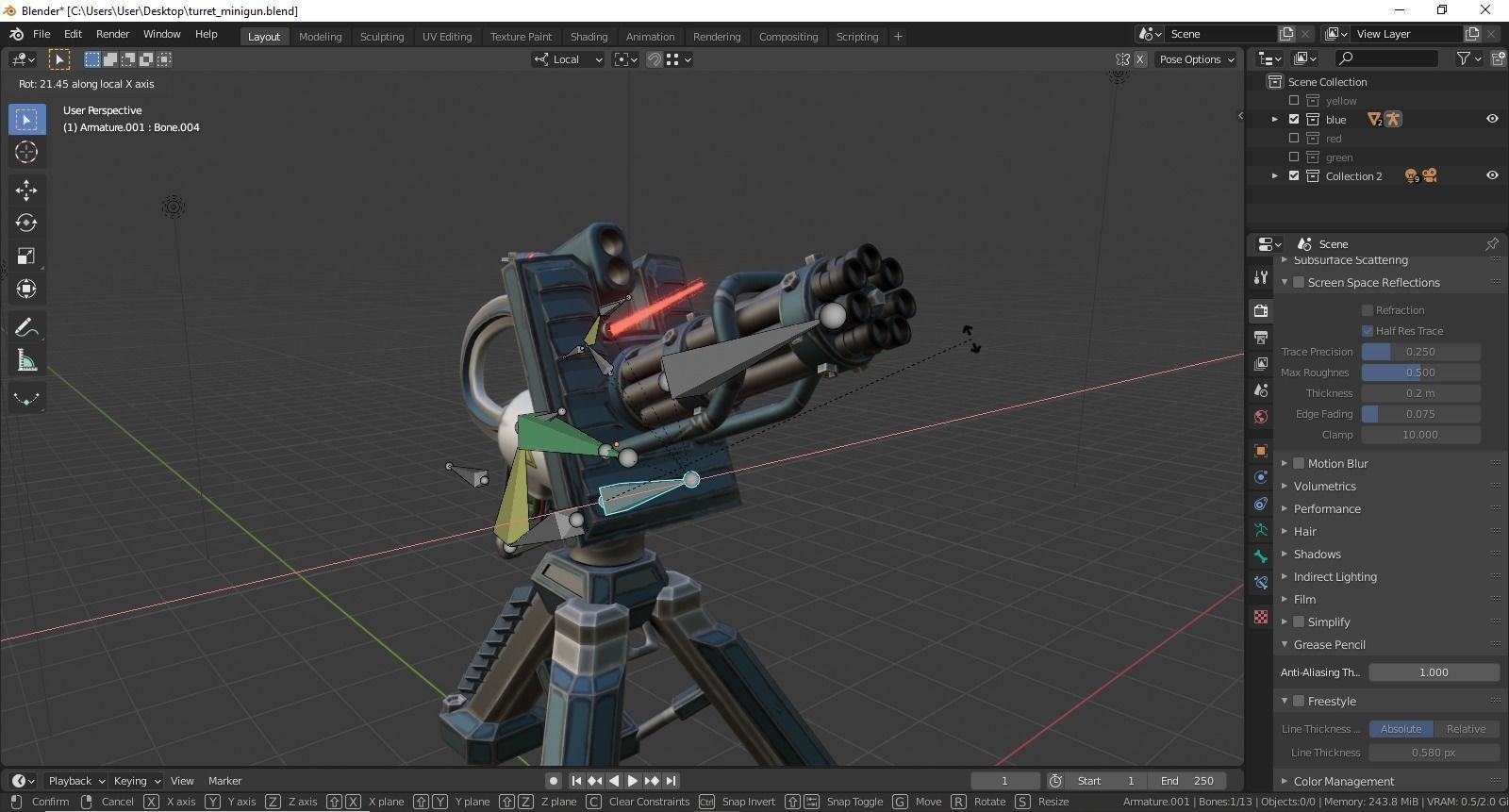 3D model Turret minigun and rocket launcher VR / AR / low-poly | CGTrader