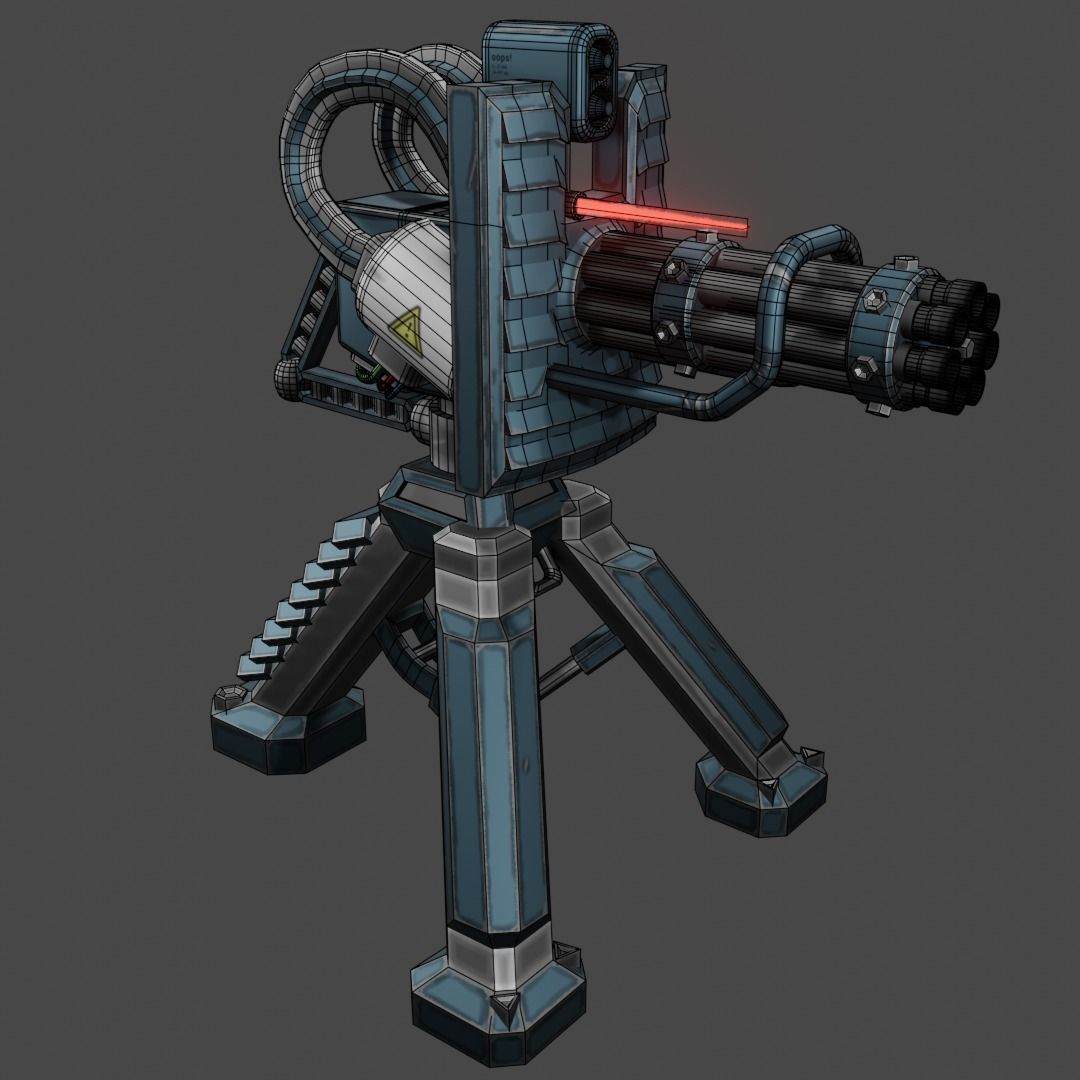 3D model Turret minigun and rocket launcher VR / AR / low-poly | CGTrader