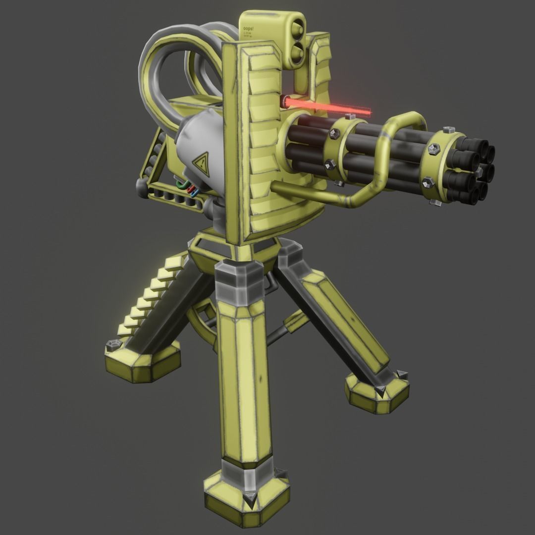 3D model Turret minigun and rocket launcher VR / AR / low-poly | CGTrader