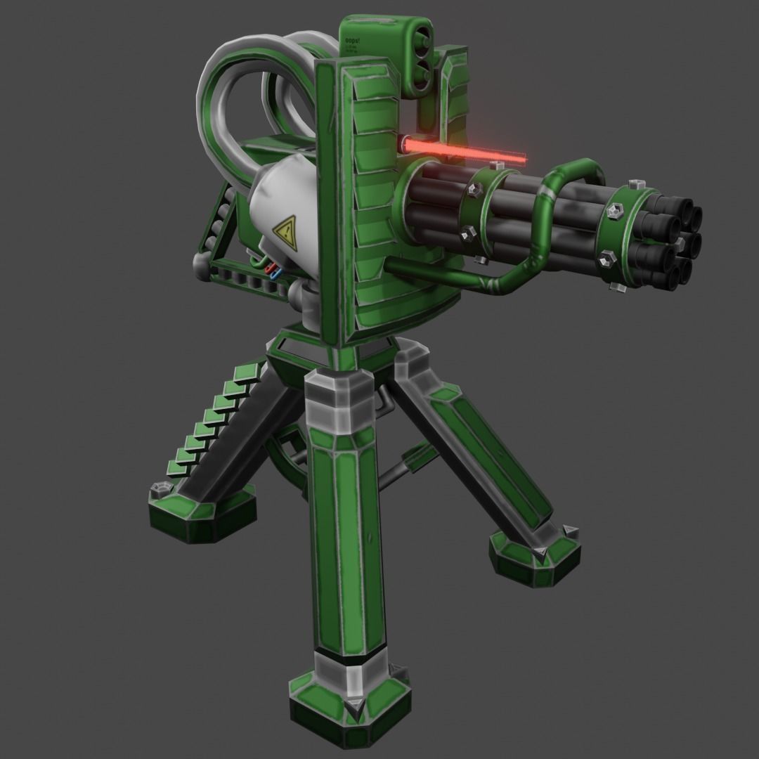 3D model Turret minigun and rocket launcher VR / AR / low-poly | CGTrader