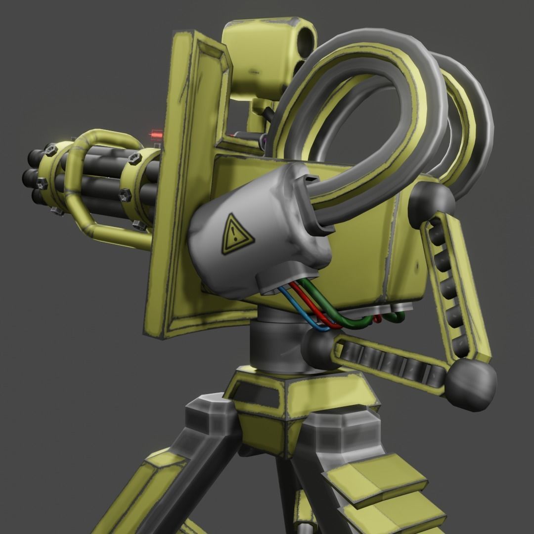 3D model Turret minigun and rocket launcher VR / AR / low-poly | CGTrader