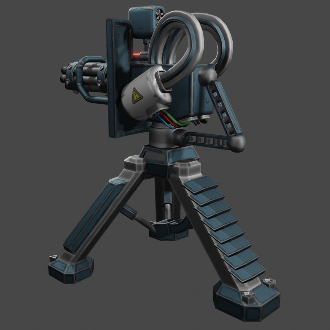 3D model Turret minigun and rocket launcher VR / AR / low-poly | CGTrader
