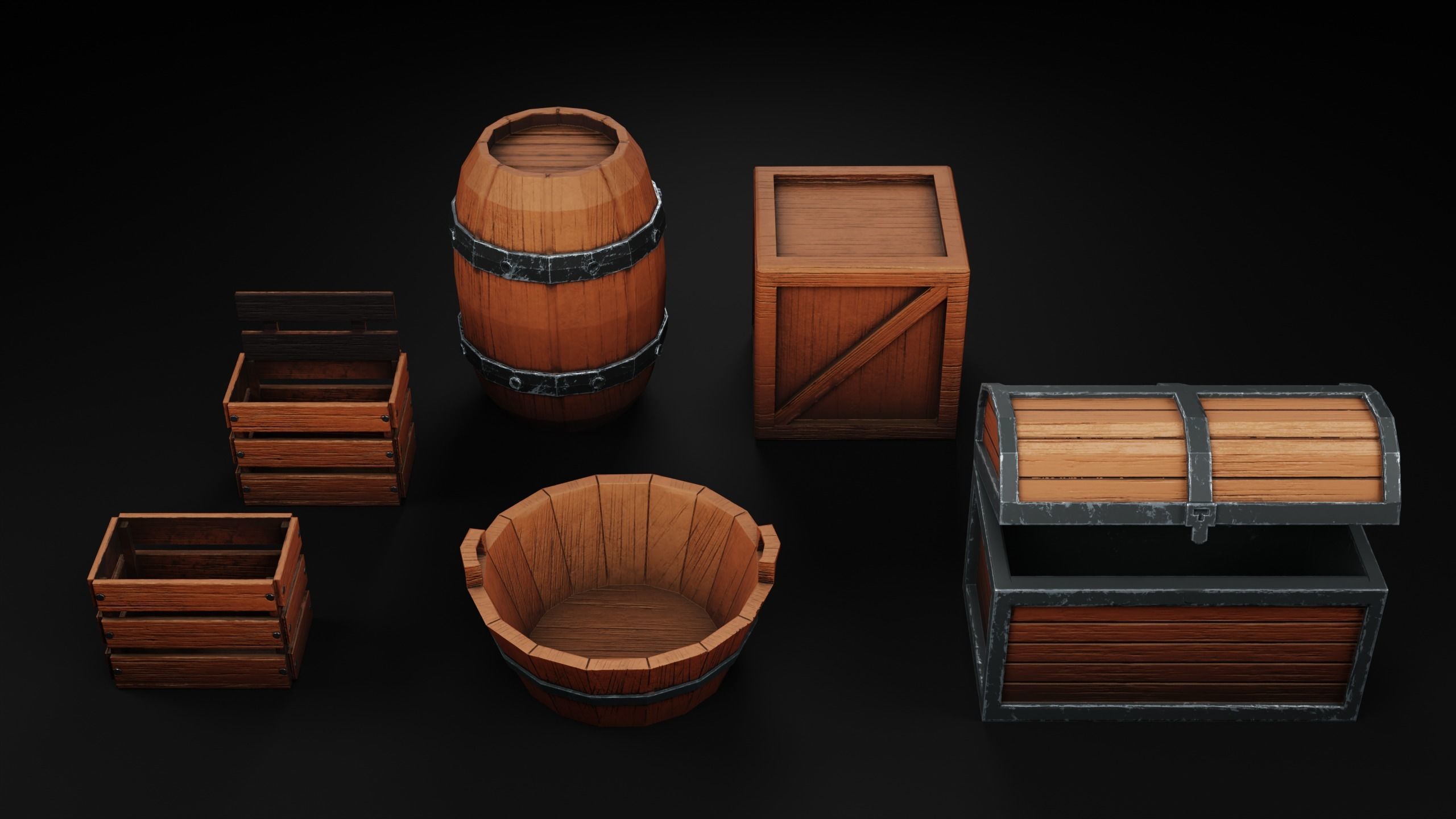 Prop Set 1 Low-Poly Stylized - Container free VR / AR / low-poly 3D ...