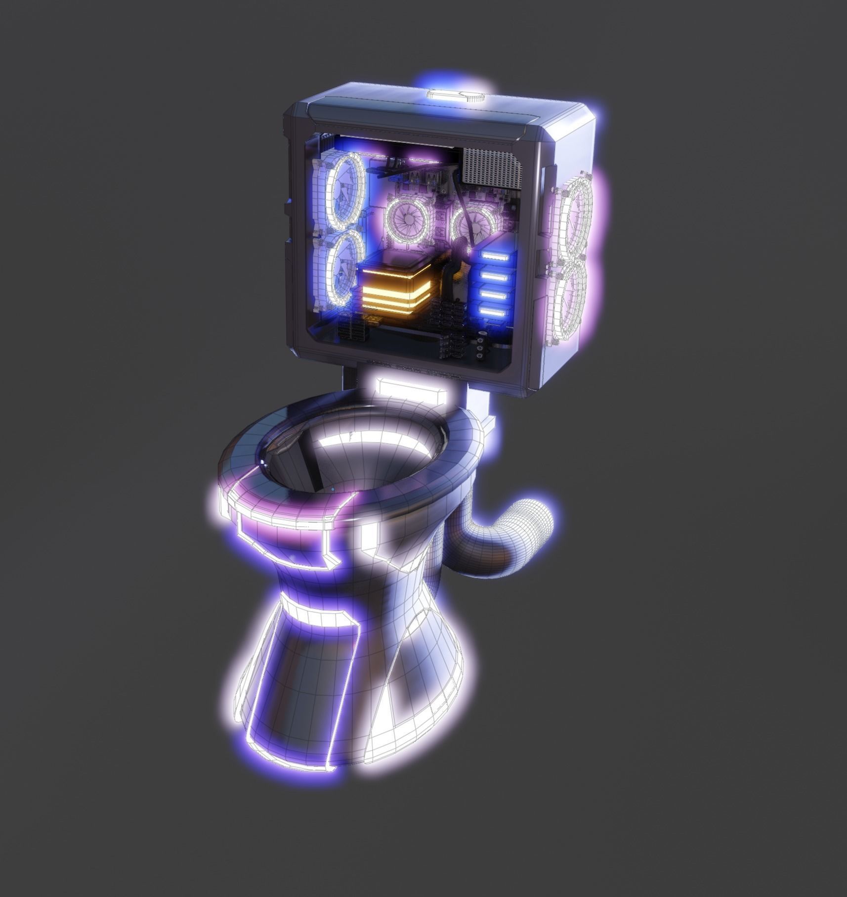 Cyberpunk Toilet Gaming PC Design 3D model | CGTrader