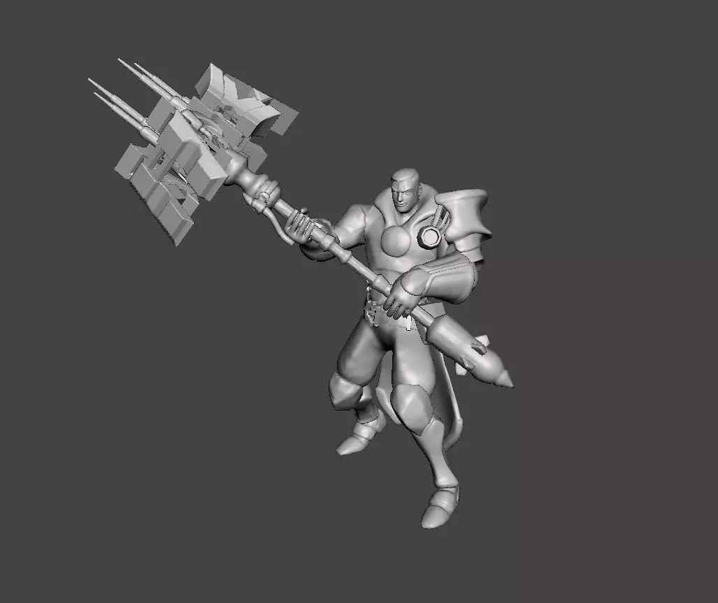 Jayce 3D Model golden man holding axe 3D model 3D printable | CGTrader
