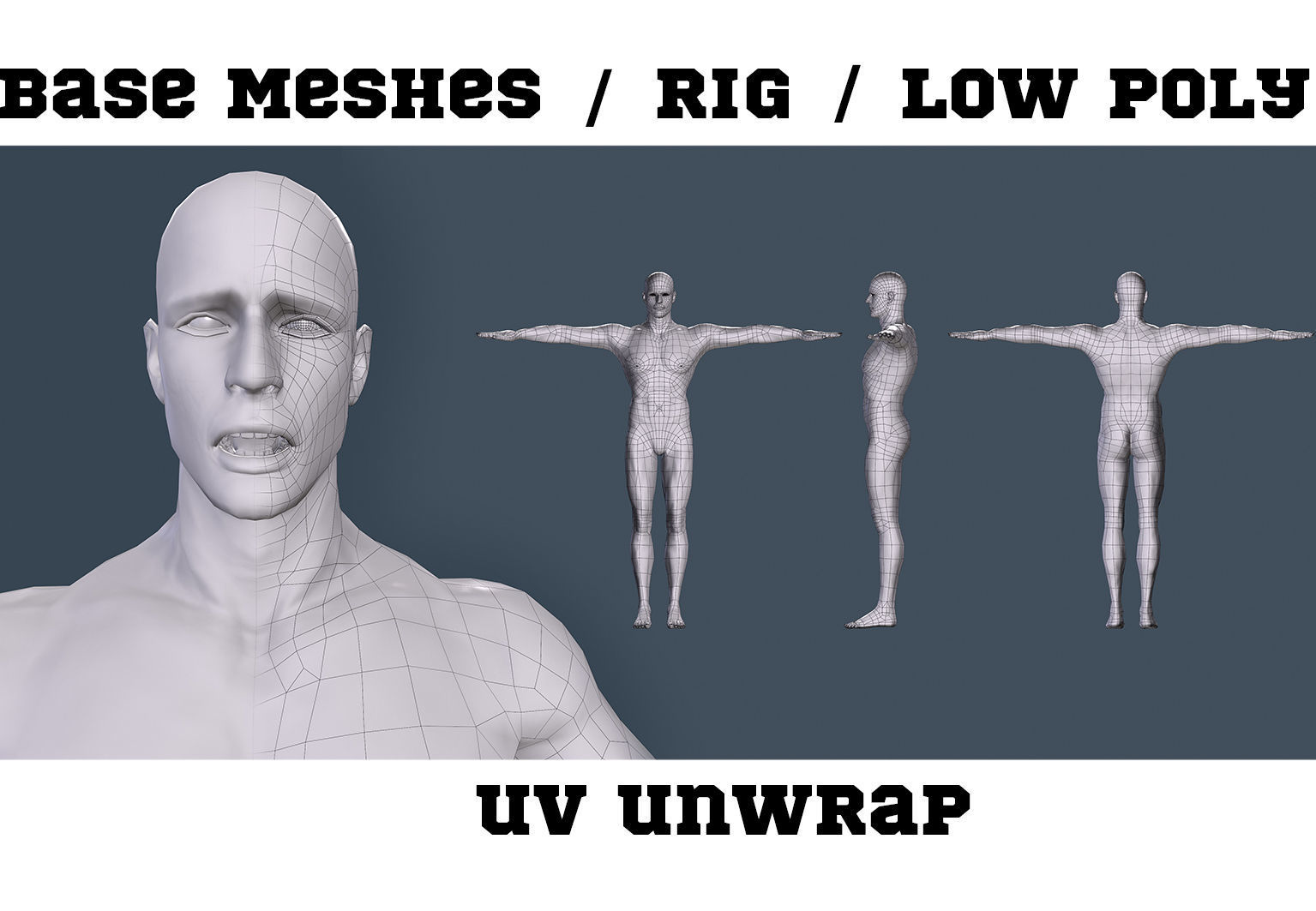 Base Meshes man game ready free VR / AR / low-poly 3D model rigged ...