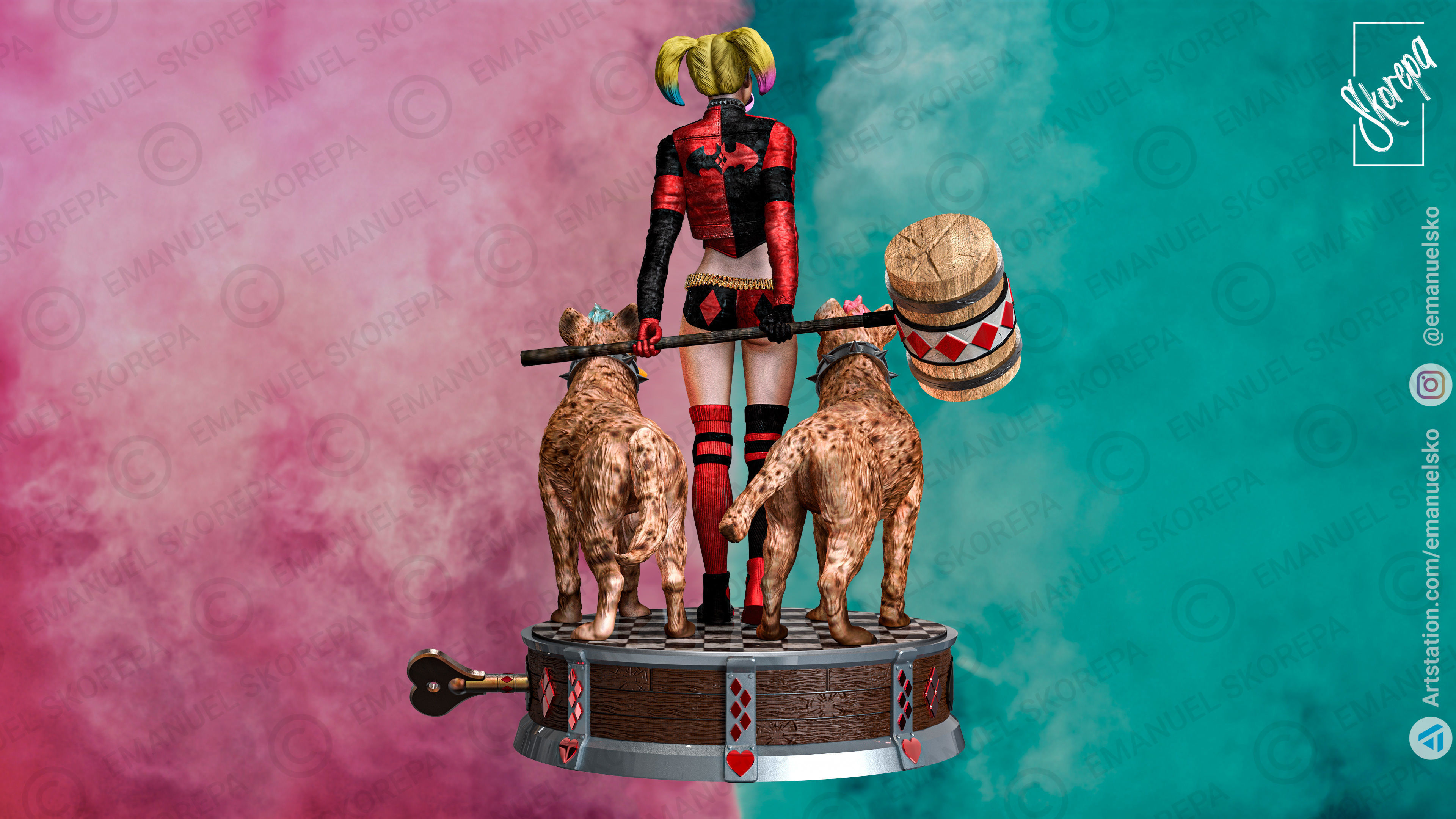 Harley Quinn and Hyenas 3D model 3D printable | CGTrader