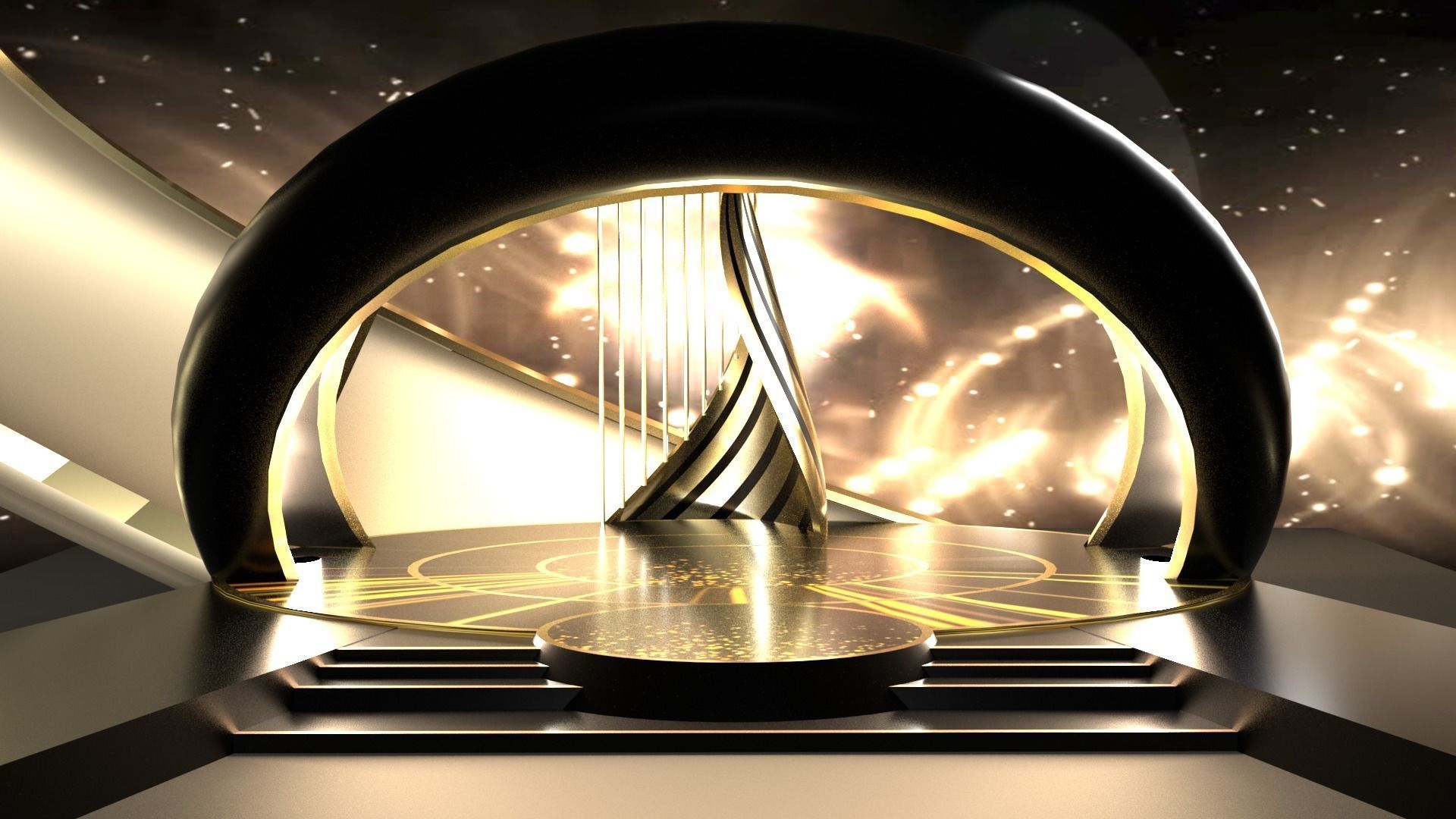 Oscar set futuristic stage with circular shape 3D model | CGTrader