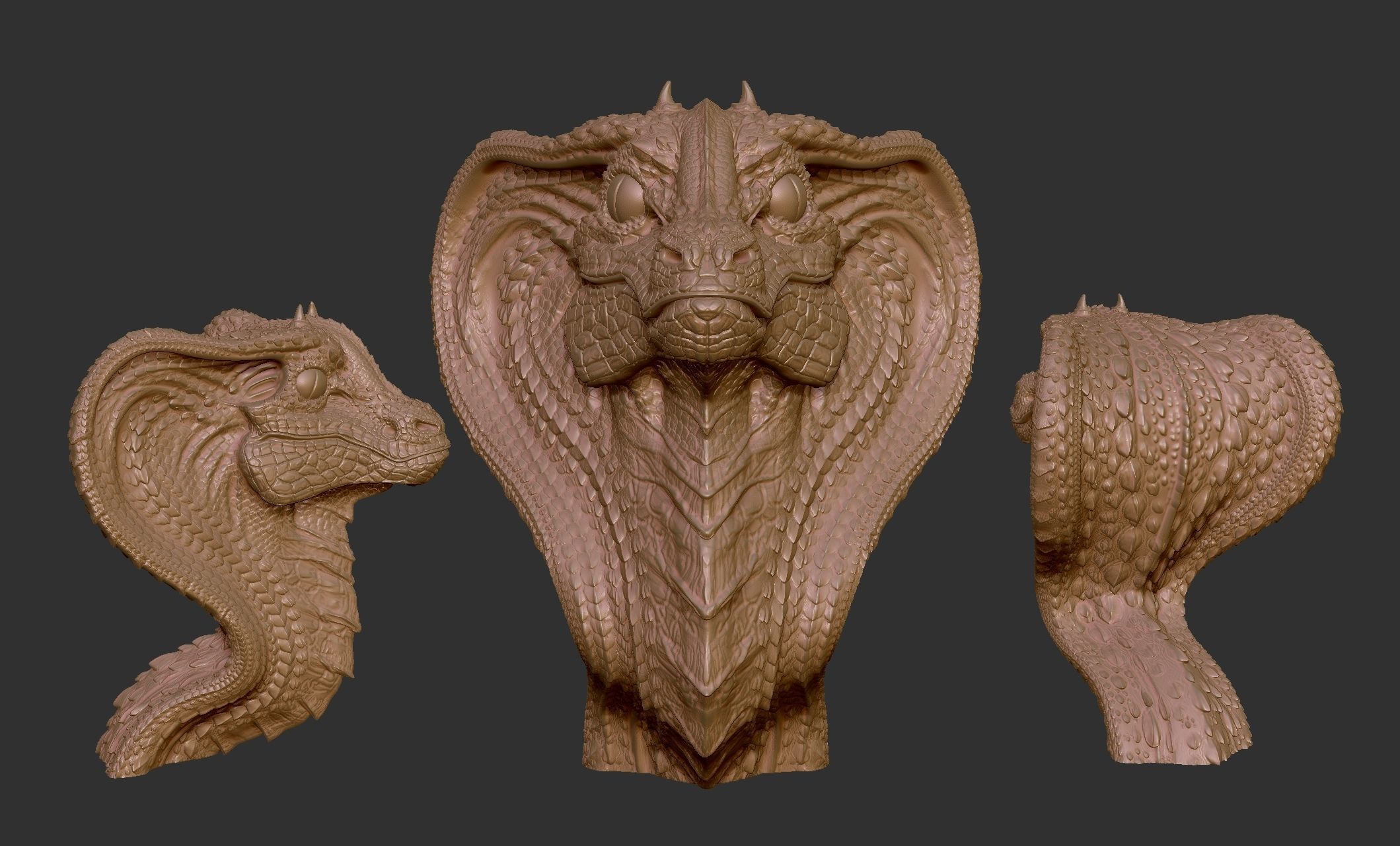 Snake Dragon bust 3D model 3D printable | CGTrader