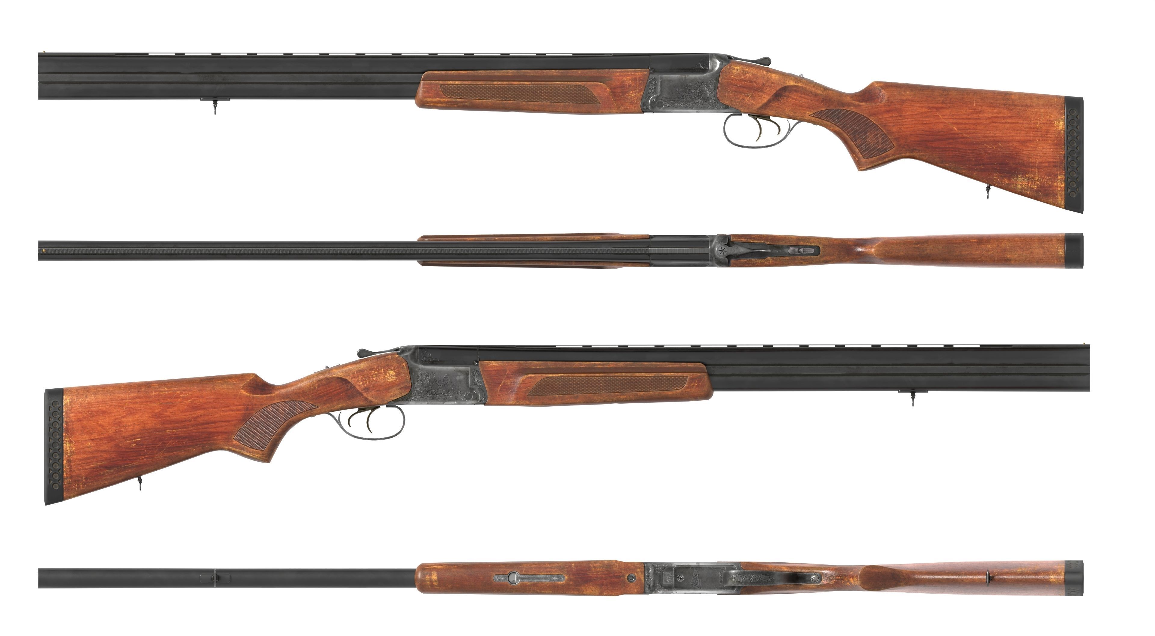 3D model Double-barreled Old Shotgun Izh 12 gauge Game Ready mode VR ...