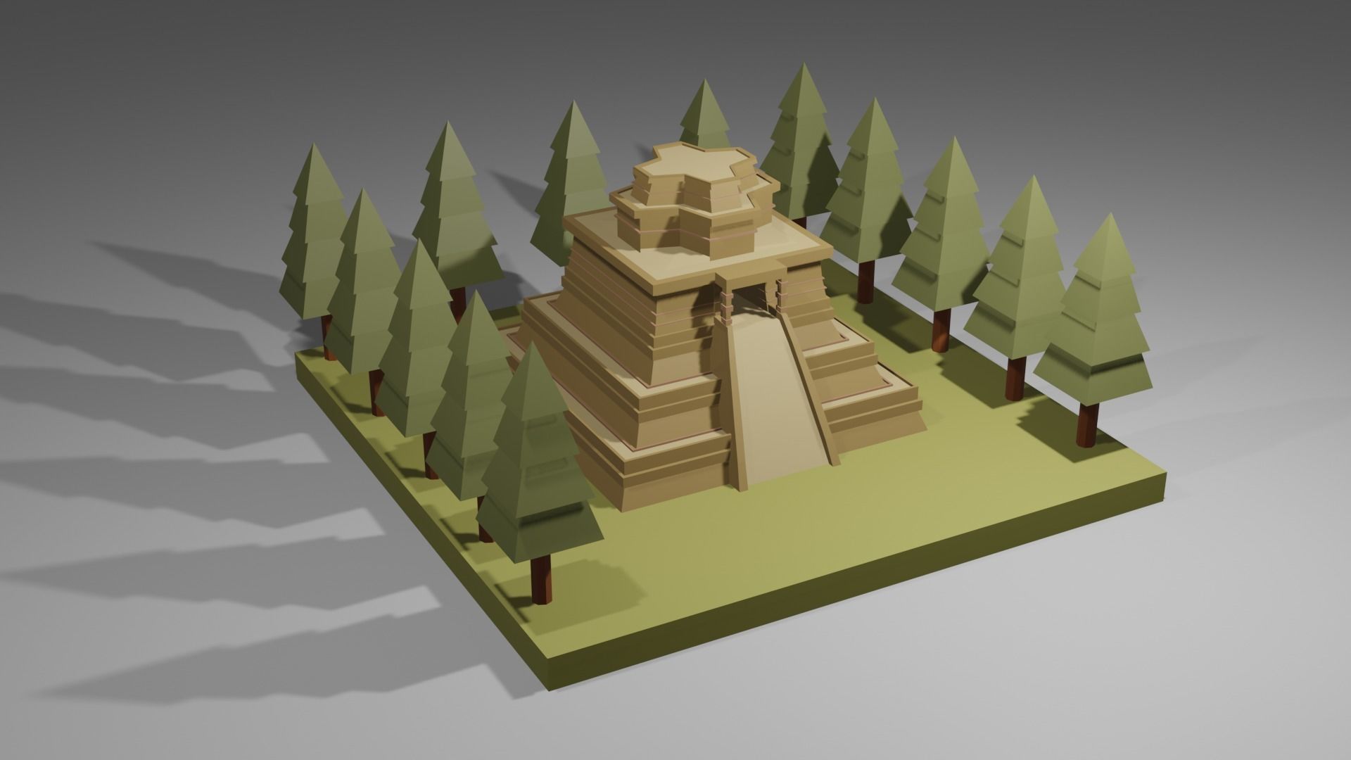 3D model Cartoon Lowpoly Temple VR / AR / low-poly | CGTrader