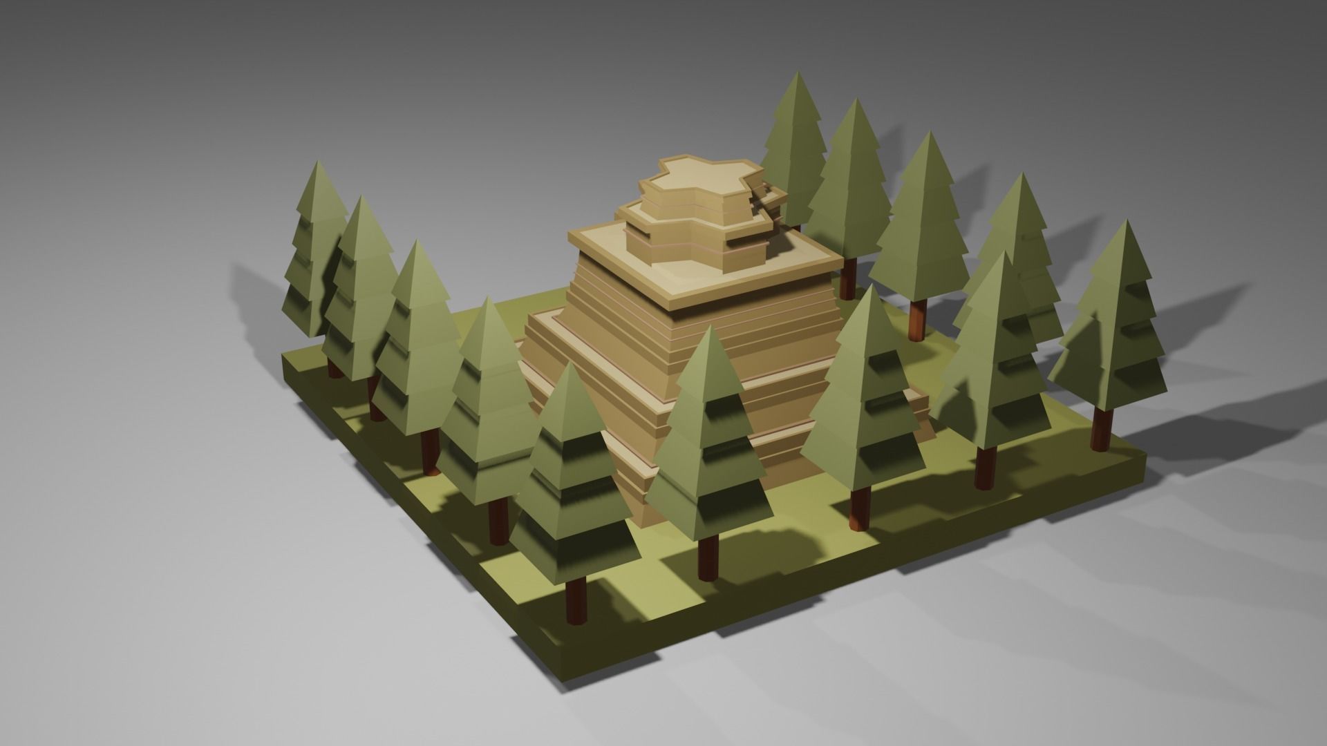 3D model Cartoon Lowpoly Temple VR / AR / low-poly | CGTrader