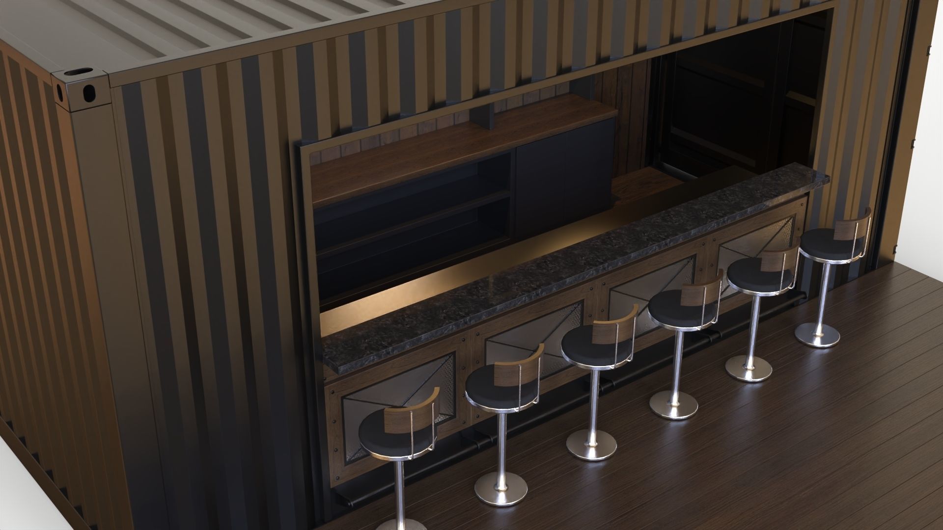 Shipping Container Bar 3D model | CGTrader