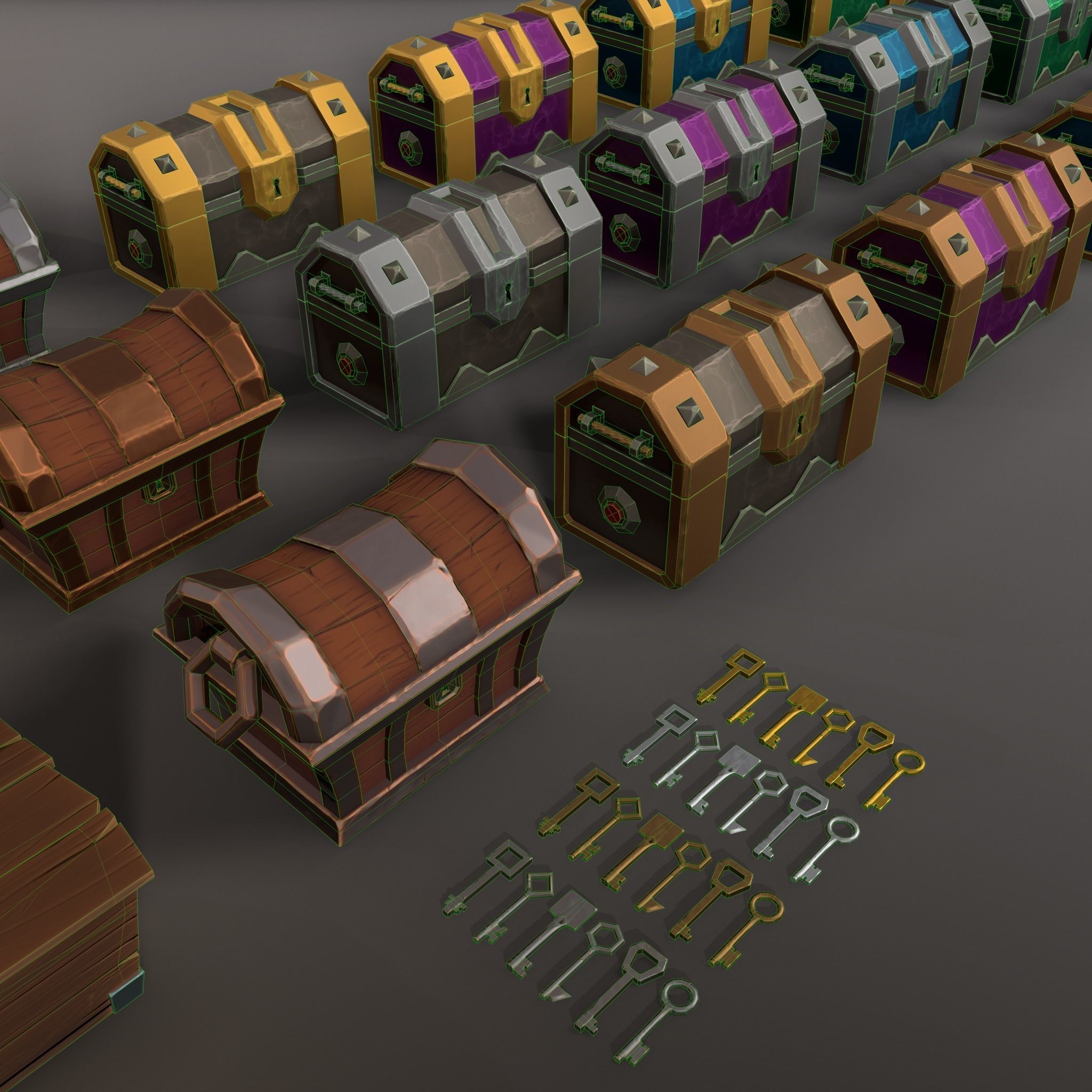 3D model STYLIZED MEDIEVAL - Keys and Chests VR / AR / low-poly | CGTrader