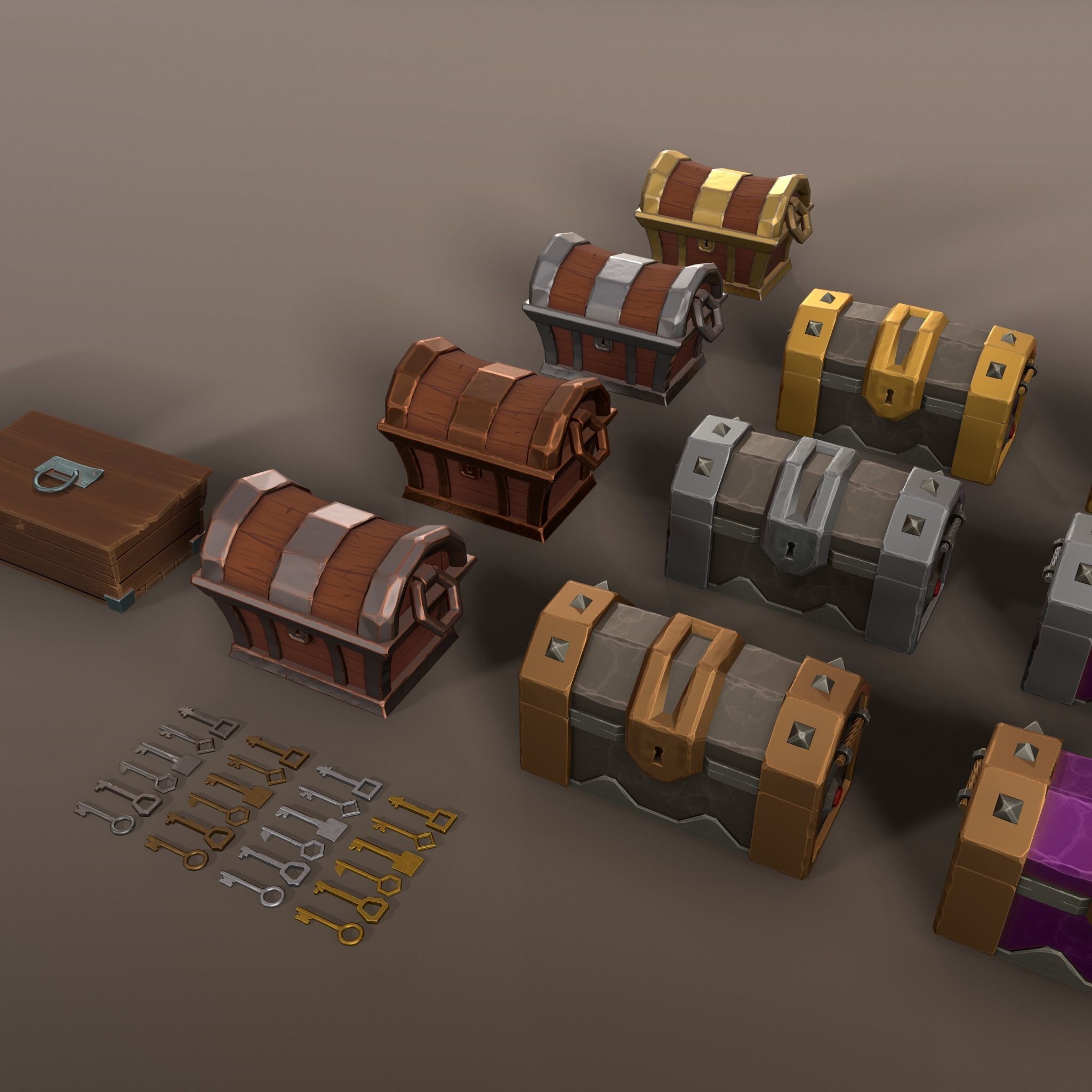 3D model STYLIZED MEDIEVAL - Keys and Chests VR / AR / low-poly | CGTrader
