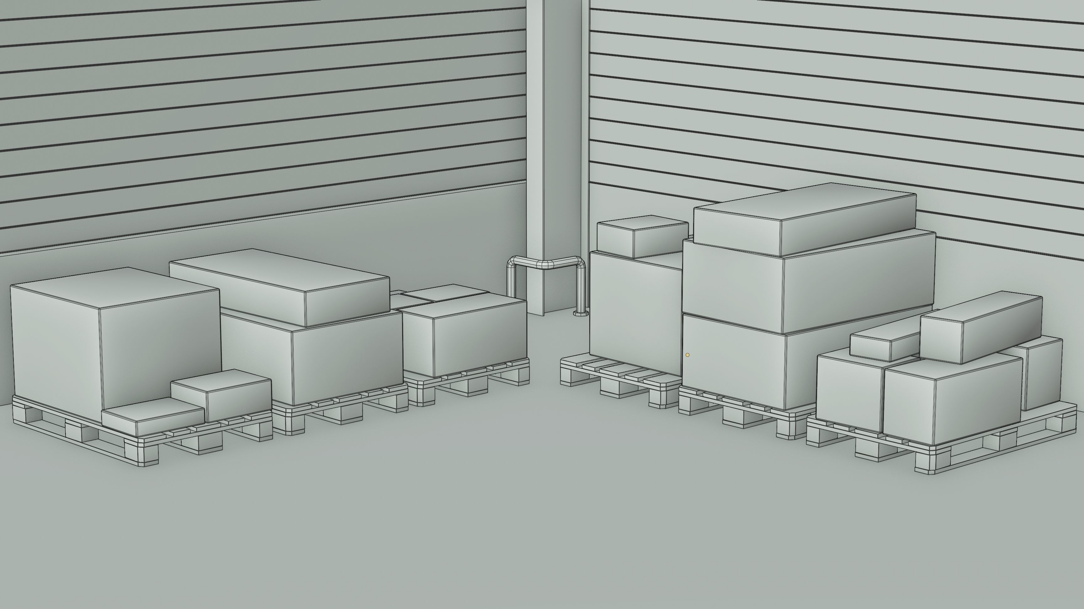 3D model Wooden pallets with boxes - Pack 2 - Textured VR / AR / low ...