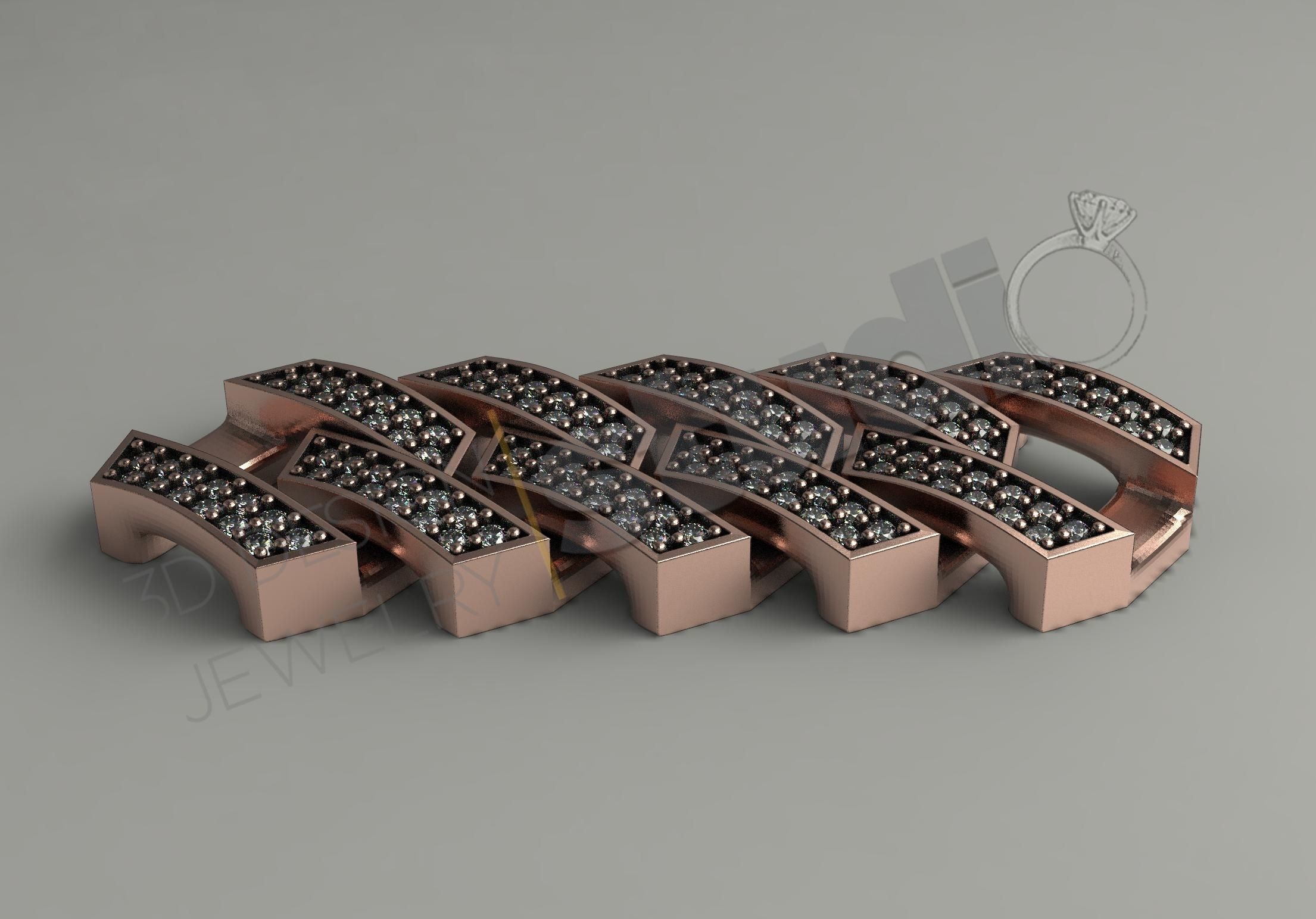 Iced Out cuban chain link 3D model 3D printable | CGTrader