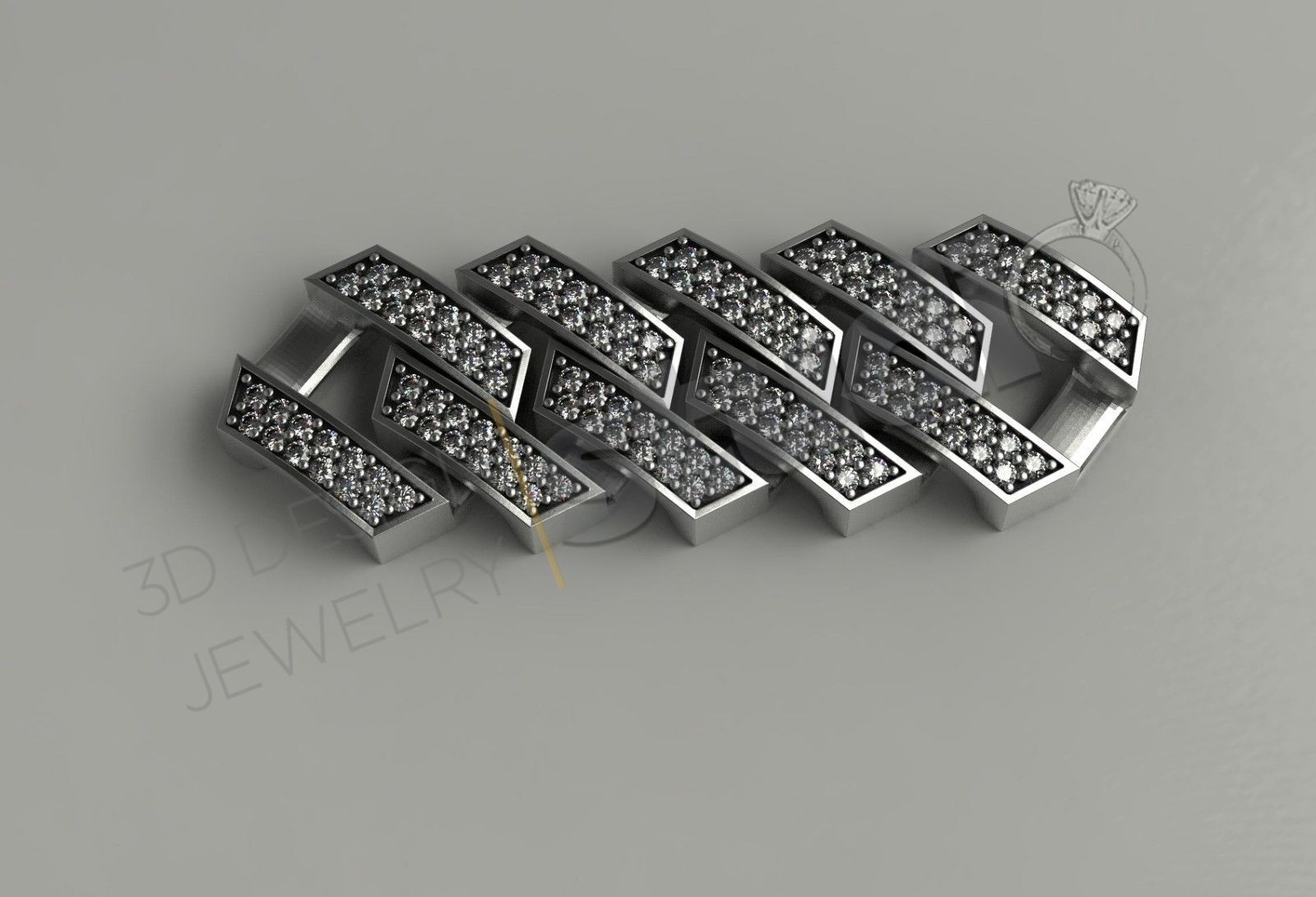 Iced Out cuban chain link 3D model 3D printable | CGTrader