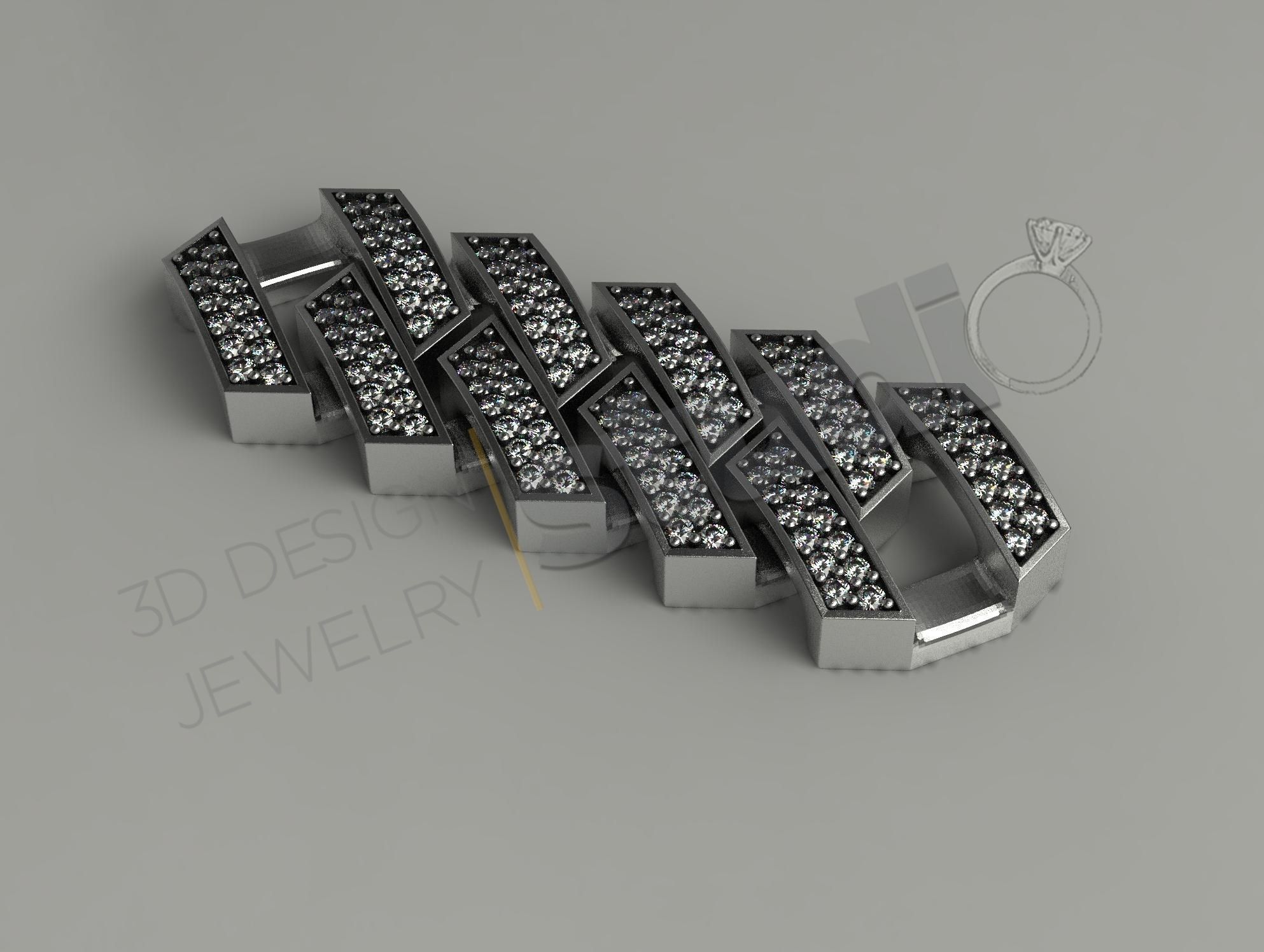 Iced Out cuban chain link 3D model 3D printable | CGTrader